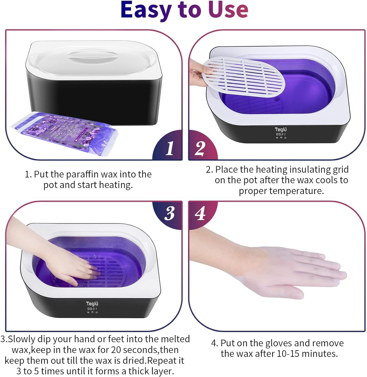 Teglu Lavender Paraffin Wax Blocks - 1350g (3 x 450g) for Paraffin Baths - Pain Relief for Dry ...