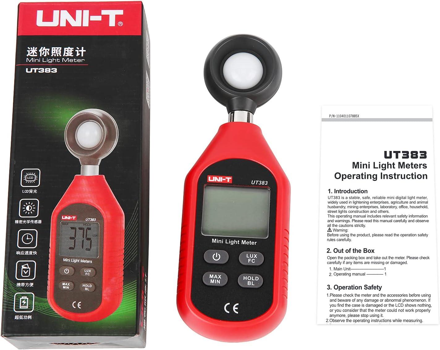 UNI-T UT383 Light Meter Lux Meter Lumens Digital Illuminance Meter 0199 ...