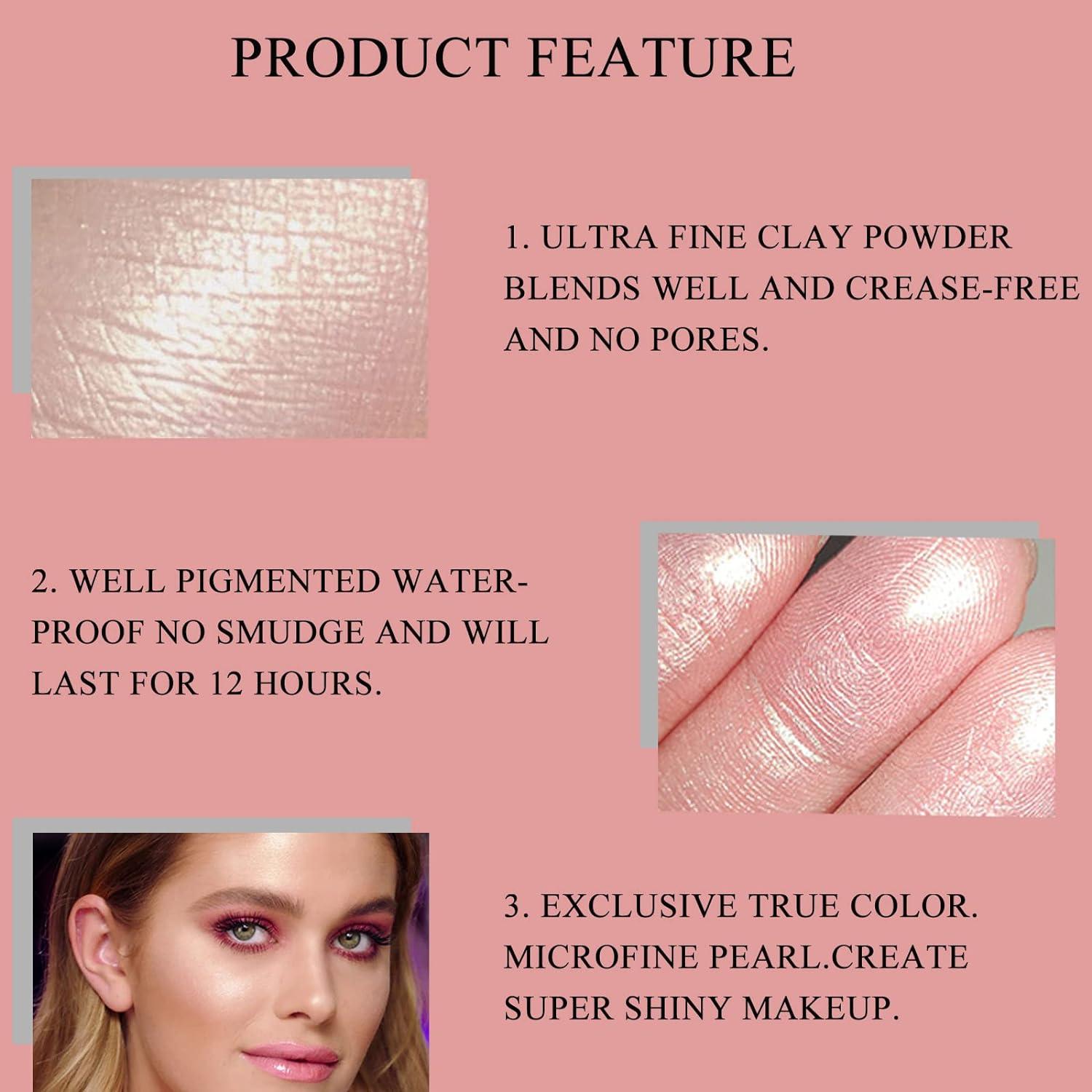 Pigmented Highlighters Powder Set with Shimmery Bare Pink Palette ...