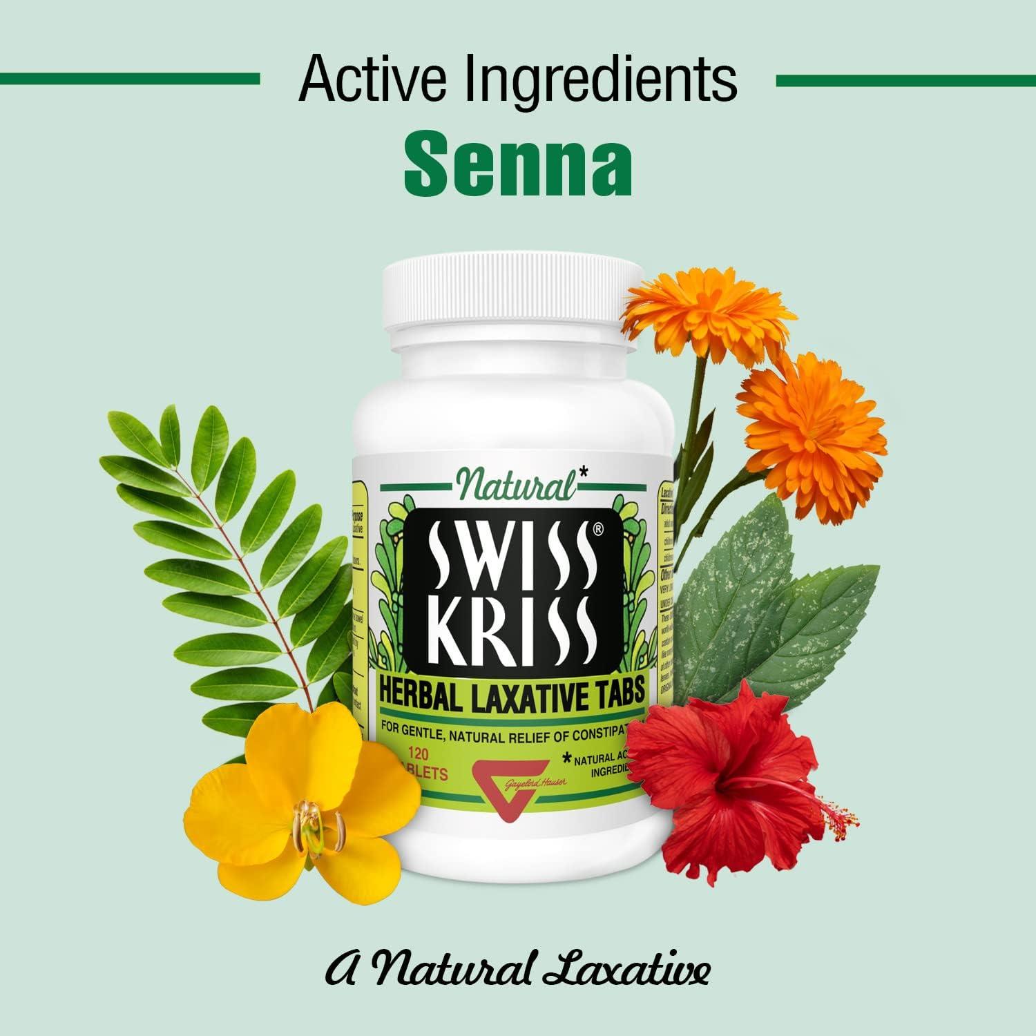 Swiss Kriss Herbal Laxative Tablets - Gentle & Natural Constipation ...