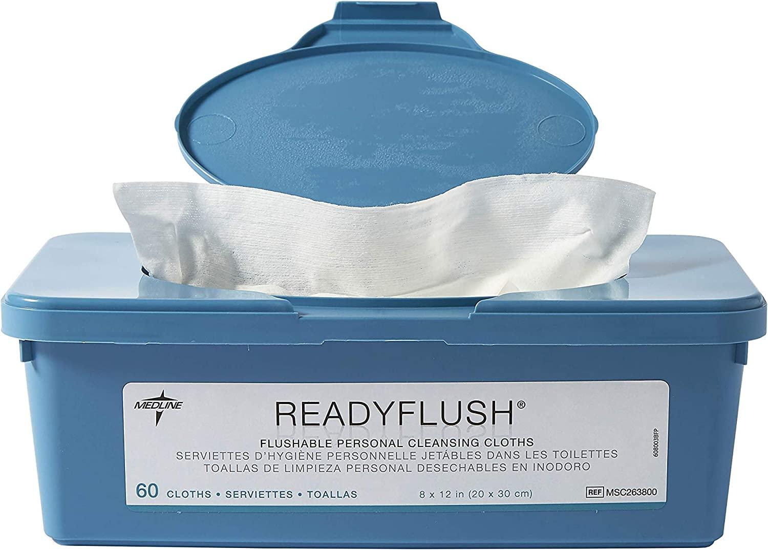 Medline ReadyFlush Large Adult-Sized 8x12 Personal Cleansing Cloths ...