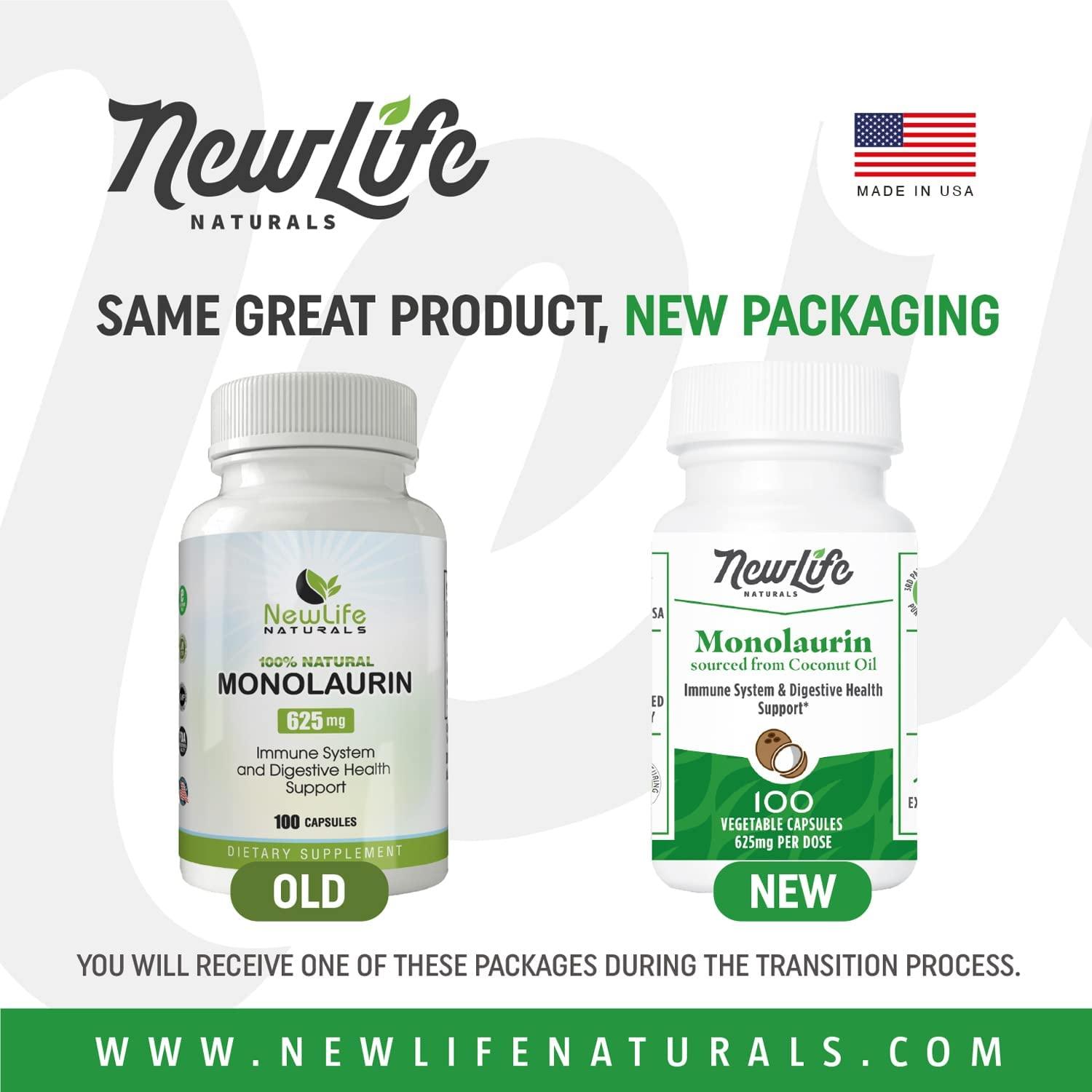 NewLife Naturals Monolaurin 625mg Dietary Supplement for Immune Support ...