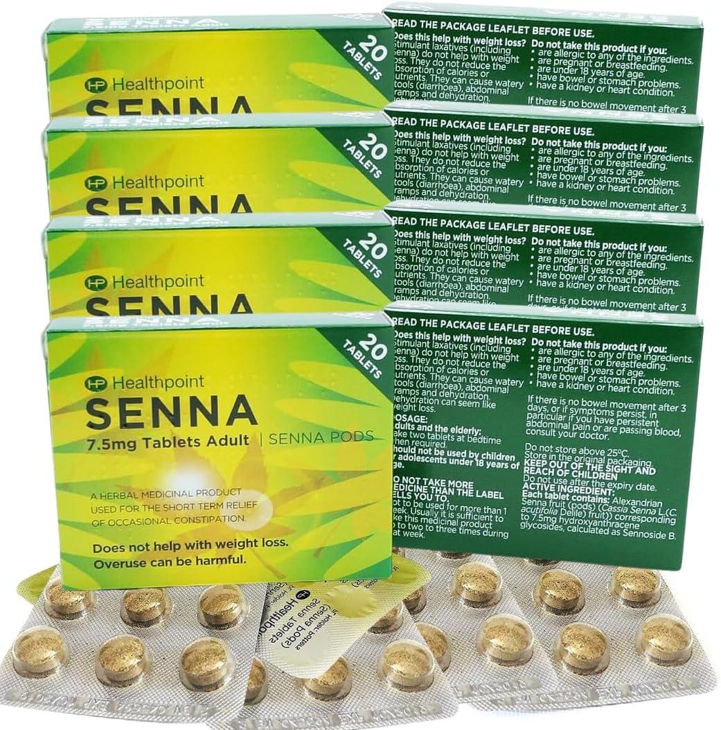 Senna Pods (4 Pack) Herbal 80 Laxative Tablets Relieve Constipation in ...
