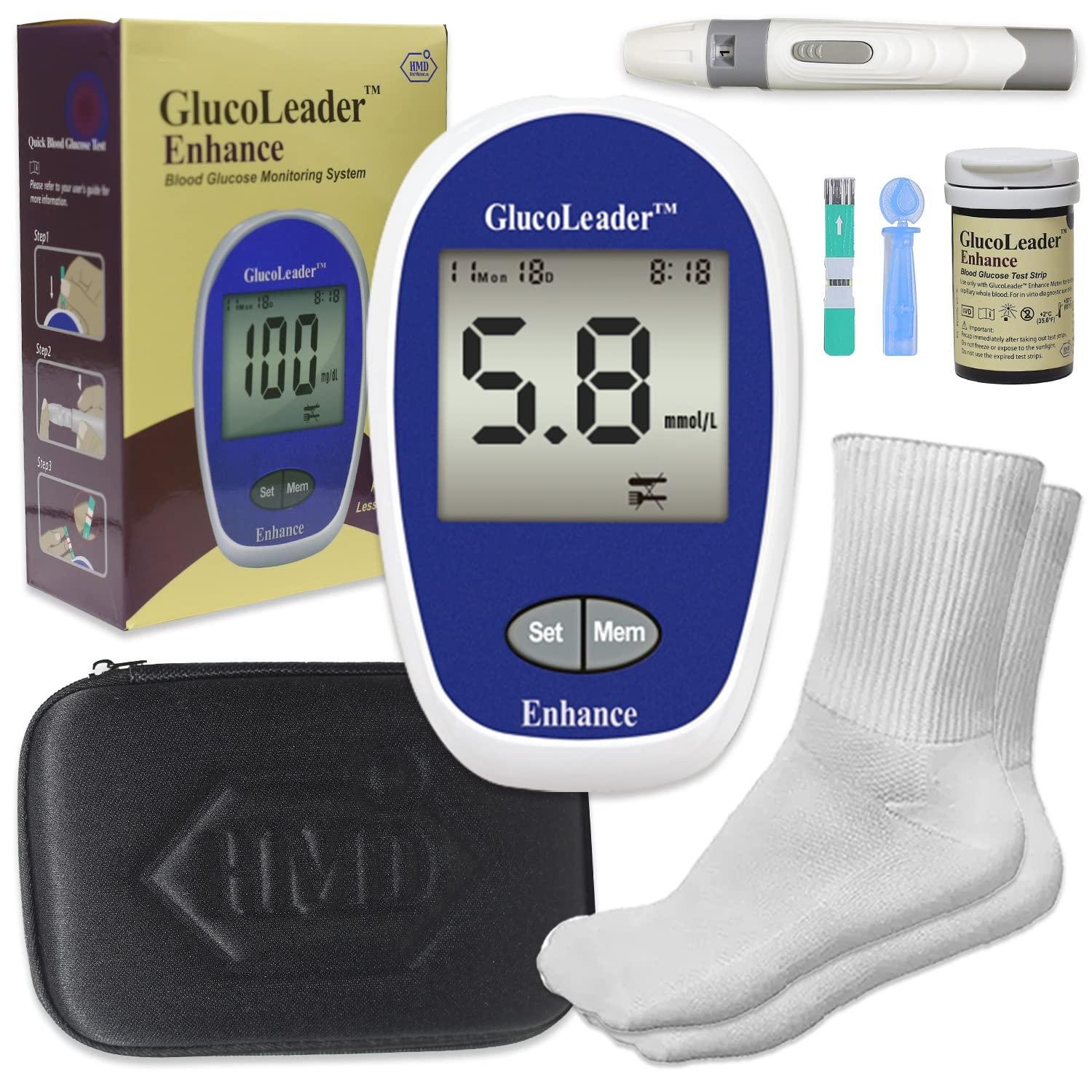 GlucoLeader Enhance Blood Sugar Monitor: 800 Memory Diabetes Testing ...