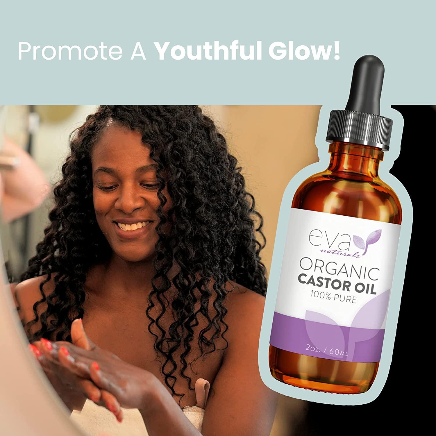 Eva Naturals Organic Castor Oil (60ml) - Promotes Hair, Eyebrow, and ...