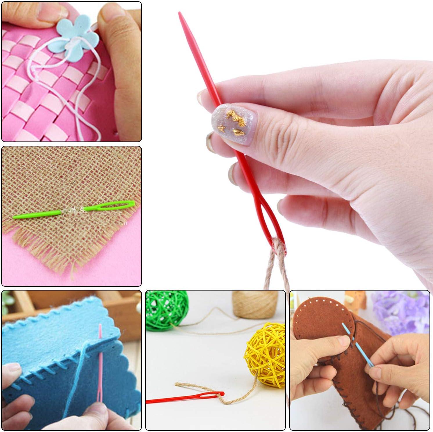 60pcs Colorful Large Eye Plastic Sewing Needles for Kids - Educational ...