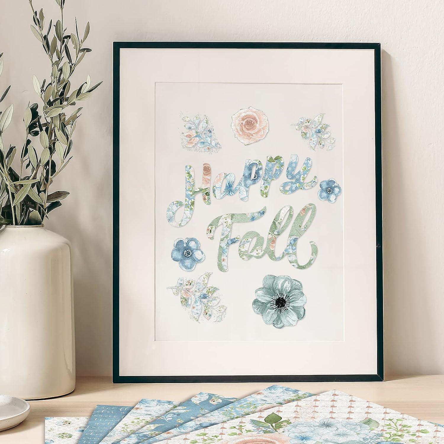 Whaline 24Pcs Blue Floral Pattern Paper 30x30cm - Double-Sided ...