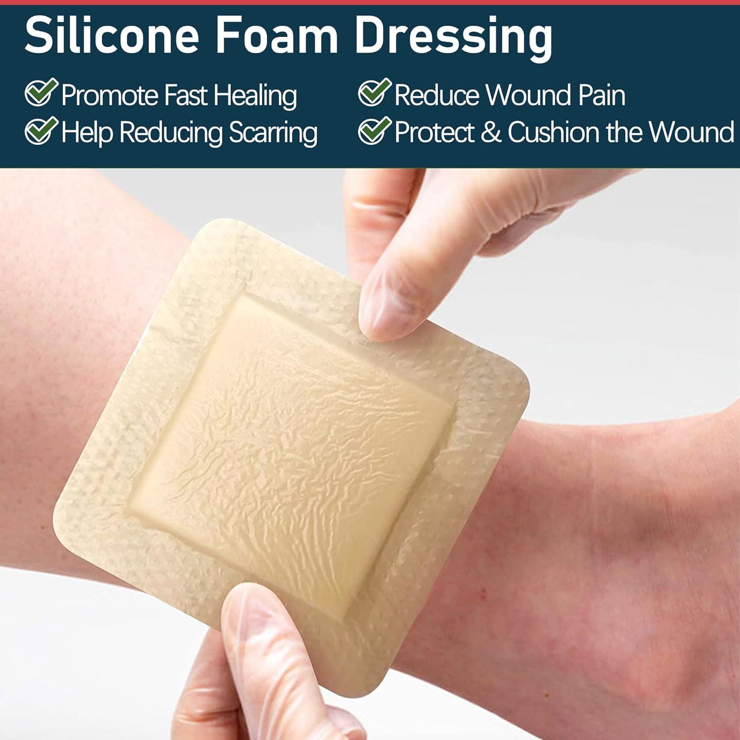 LotFancy Silicone Foam Dressing 6x6 (10-count) | Wound Dressing for Bed ...