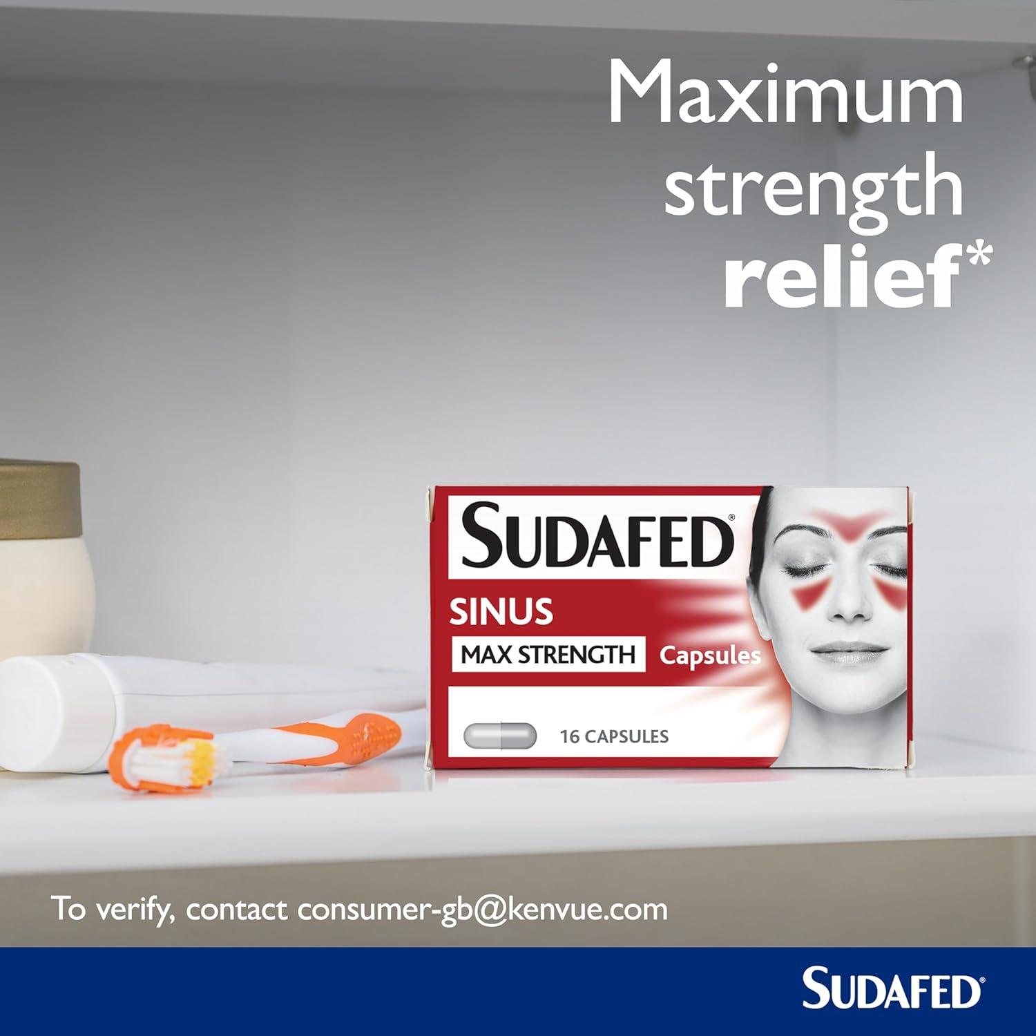 Sudafed Sinus Max Strength Capsules Relieves Sinus Pressure and Pain ...