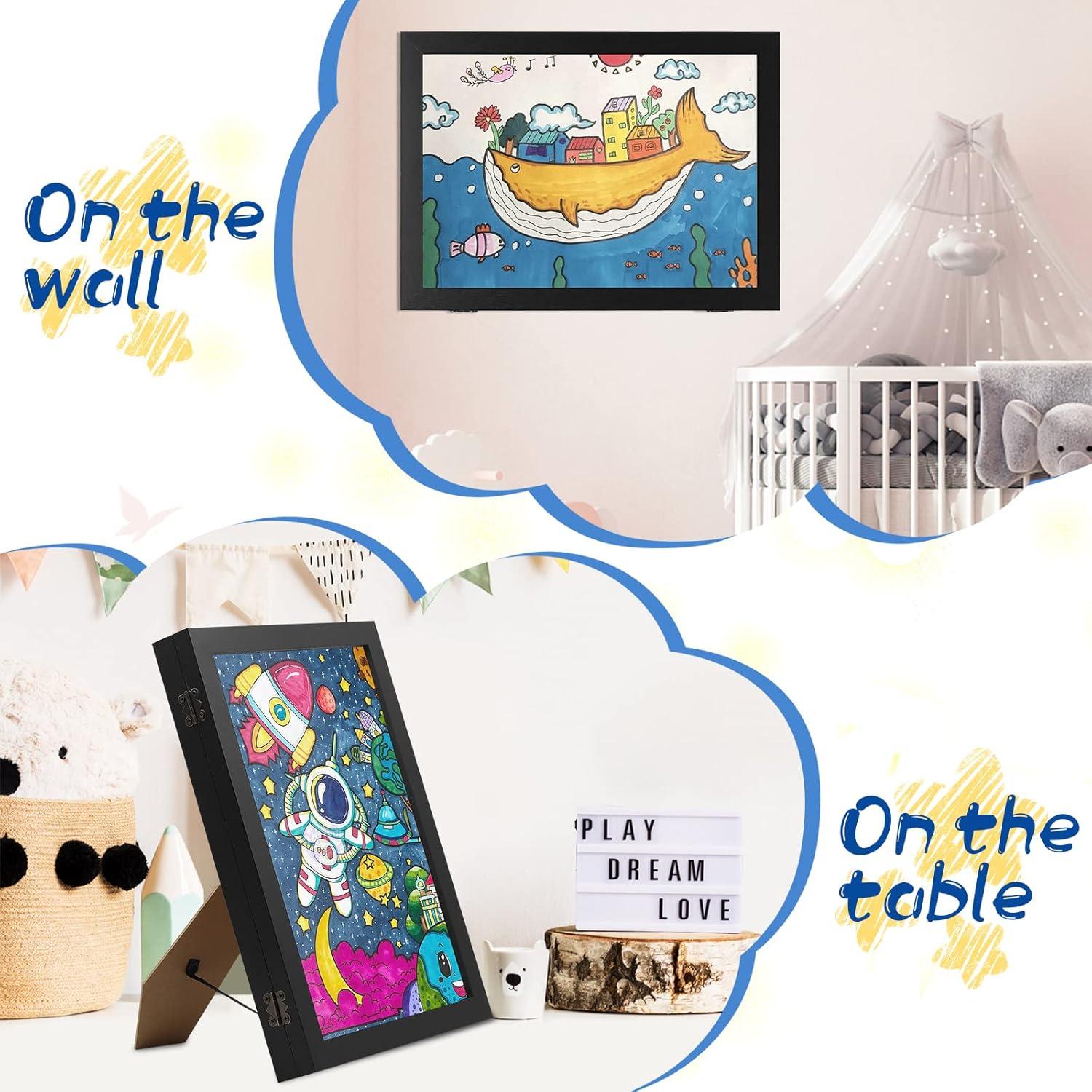 Relland A4 Picture Frame for Children's Drawings - Black 2-Pack Front ...