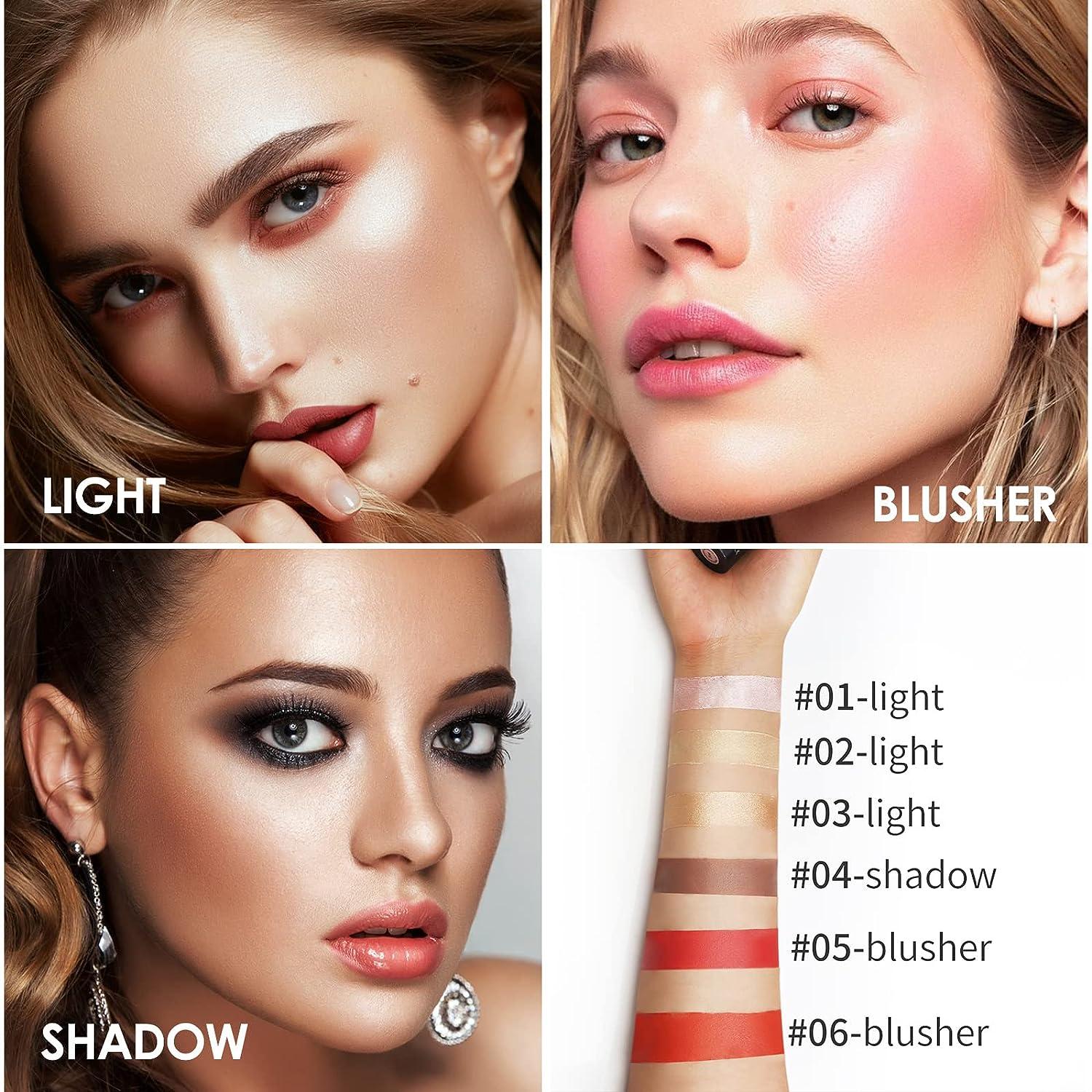 6 Colors Contour & Highlighter Stick Kit - Cream Blush & Bronzer Shades ...
