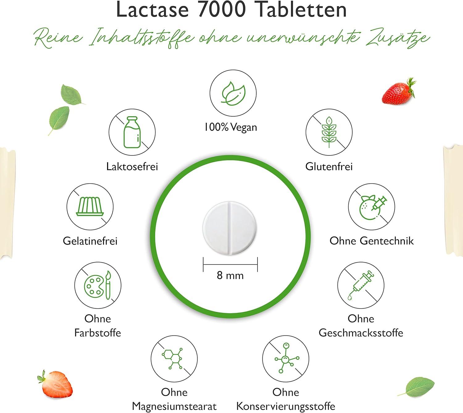 Lactase 7 000 - 180 Vegan Tablets for Lactose Intolerance | High-Dose ...