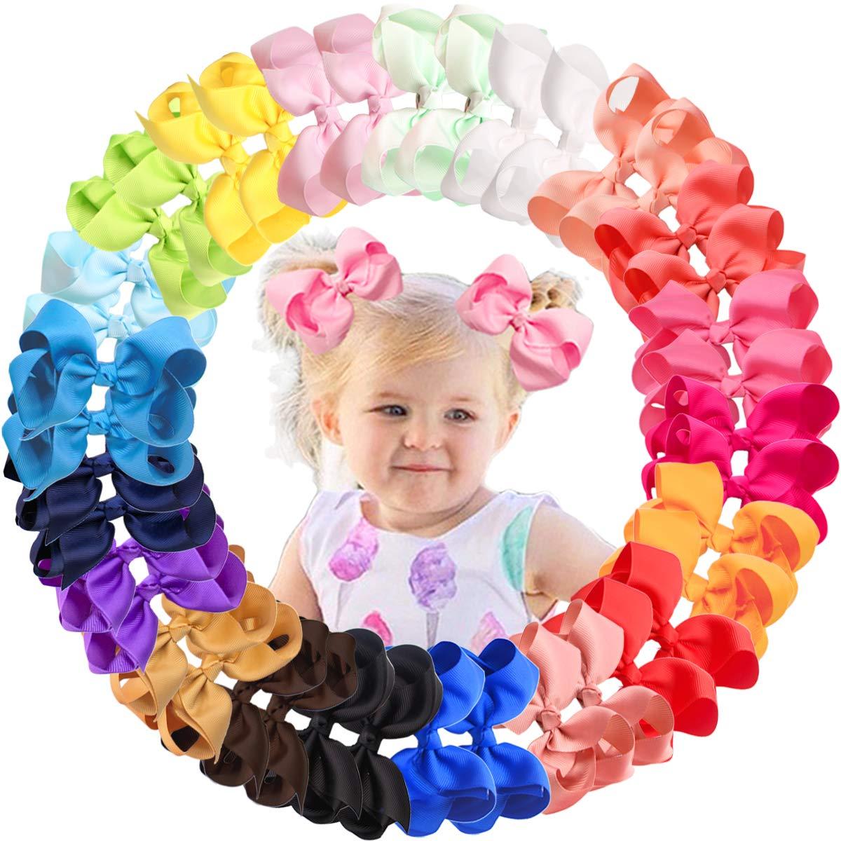 JOYOYO 40Pcs 4.5 Hair Bows Alligator Clips Grosgrain Ribbon for Girls ...