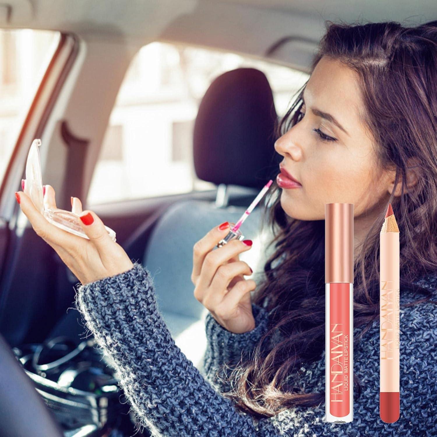 12 Colors Matte Lip Gloss & Lip Liner Set | Velvety Waterproof Lip ...