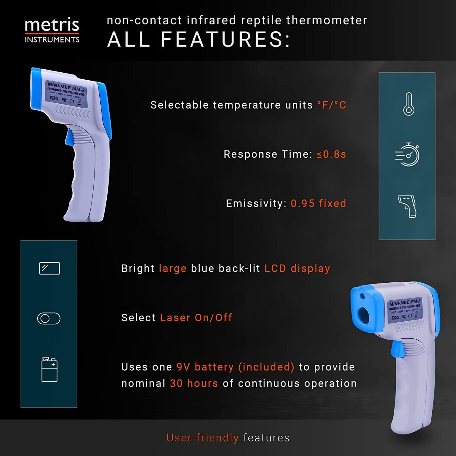 Metris Mini-Mee Digital Infrared Reptile Thermometer - Non-Contact ...