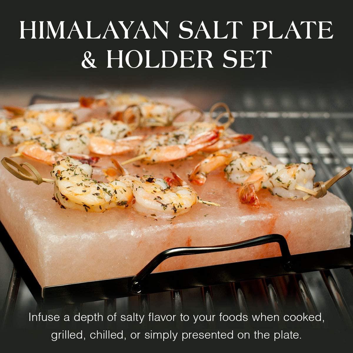 Charcoal Companion Himalayan Salt Plate & Holder Set - 12 x 8 x 1.5 ...