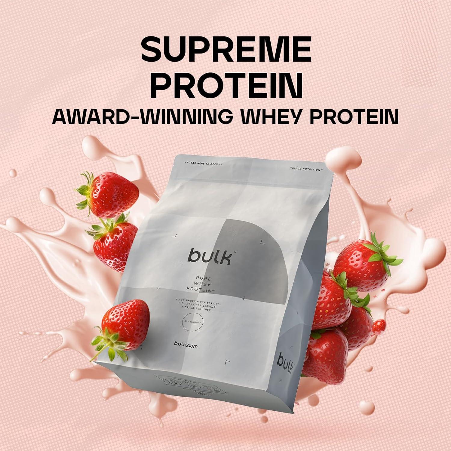 Bulk Pure Whey Protein Powder Shake Strawberry 500g - Packaging May ...