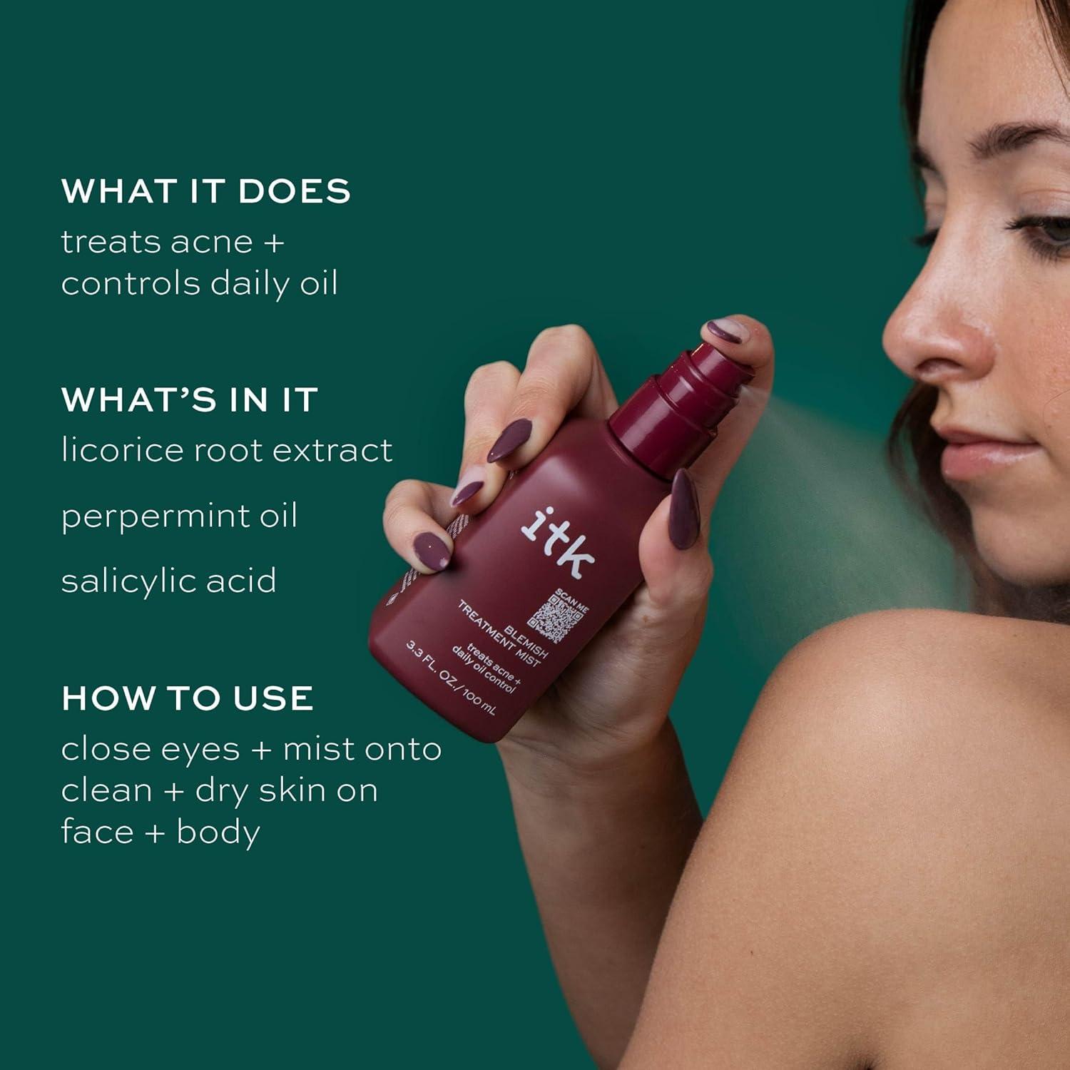 ITK Salicylic Acid Blemish Mist - Acne Treatment for Oily Skin Dark ...
