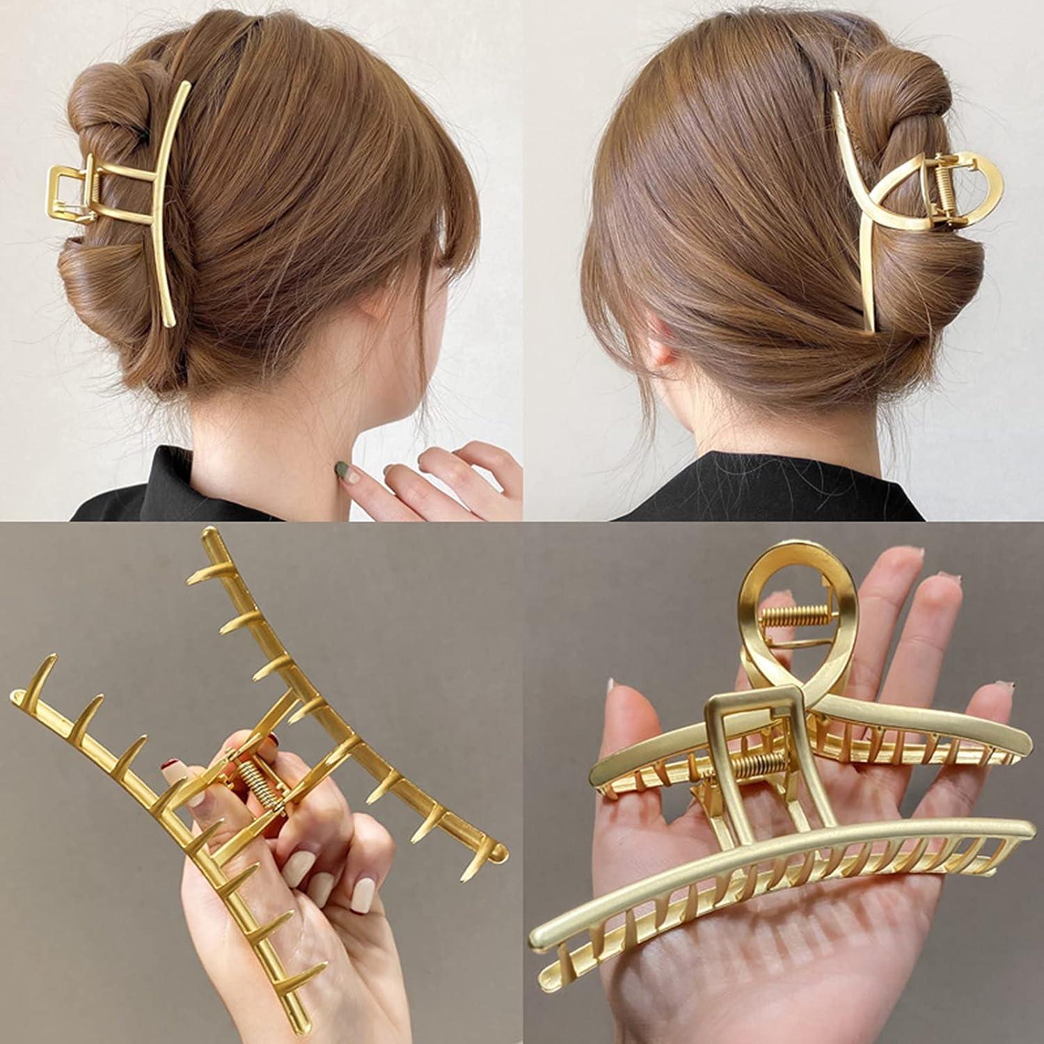 Walk Diary 3 Pcs Metal Claw Clip Set for Thick Hair - Gold Hair ...