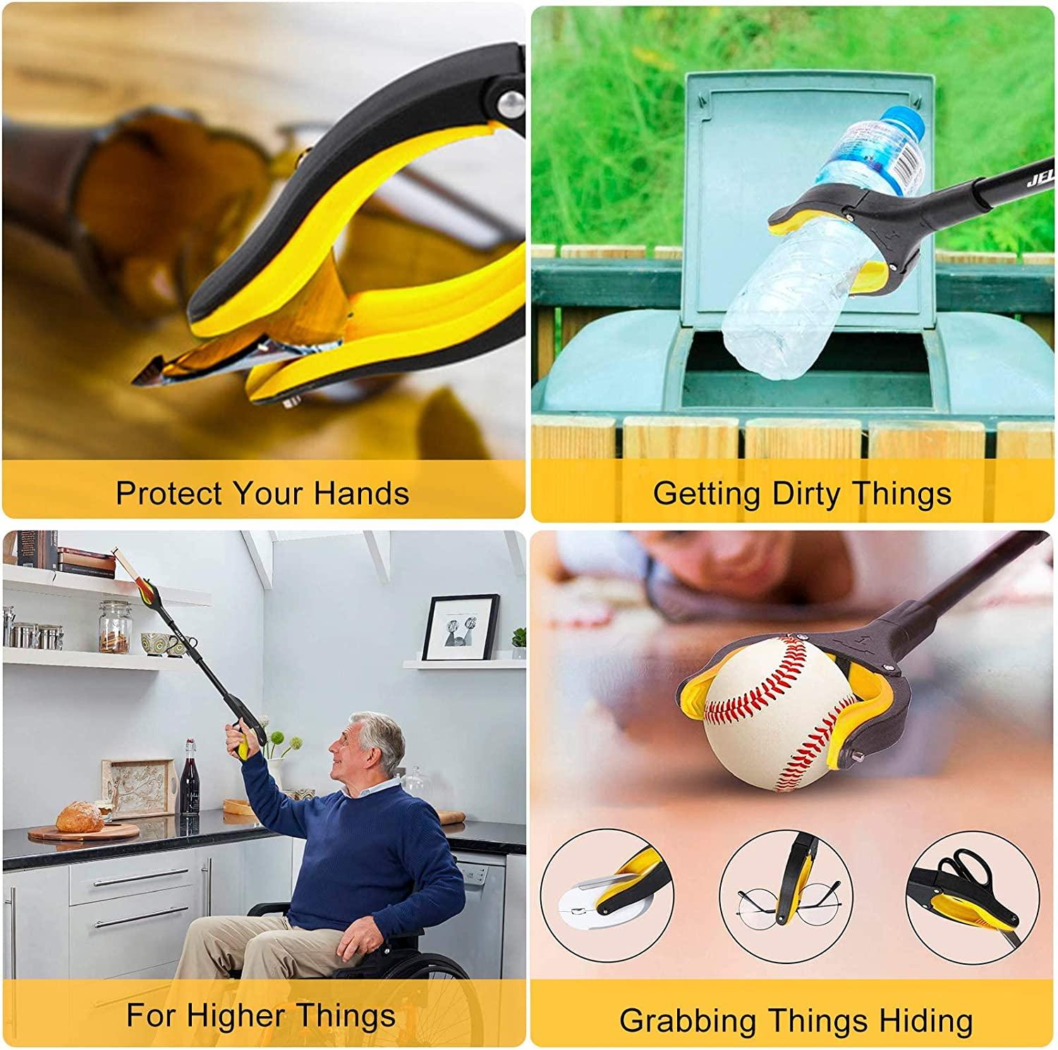 Jellas Reacher Grabber Tool 32 - 90 Rotating Head, Foldable Claw ...