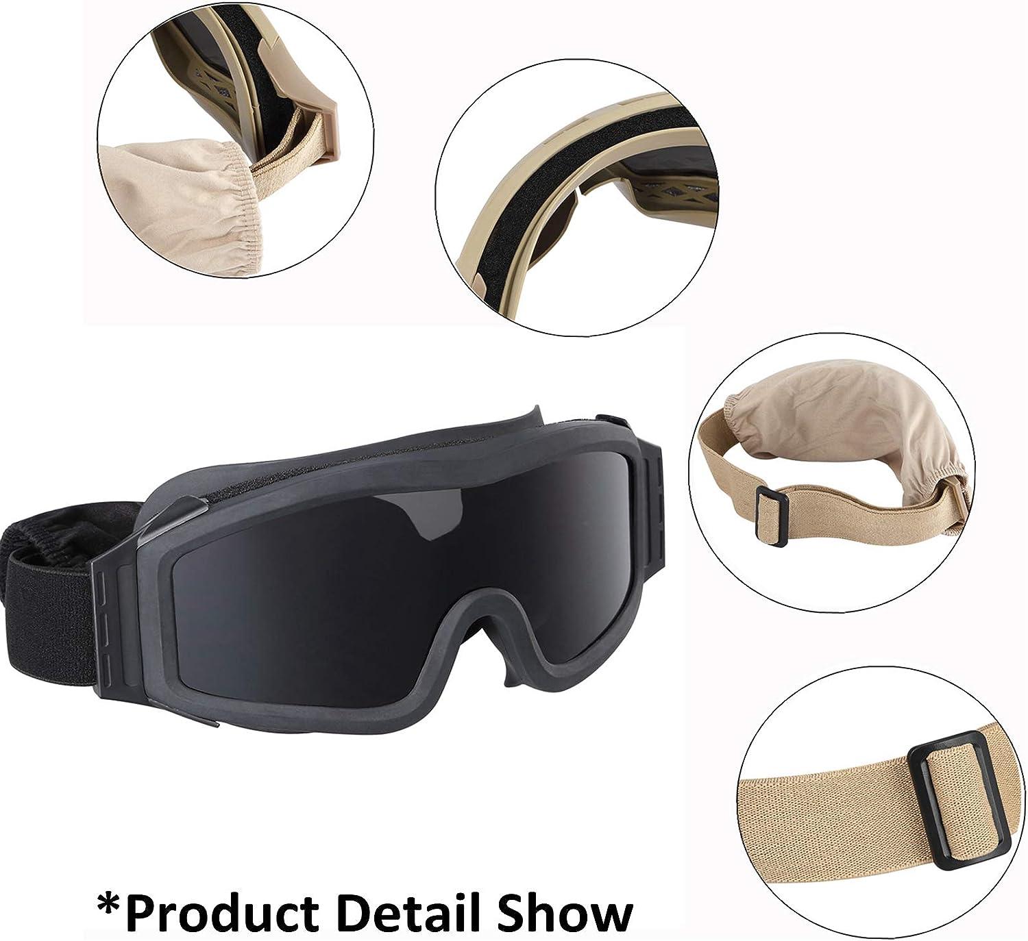 3-Lens Black Tactical Goggles | Airsoft, Paintball, Military Shooting ...
