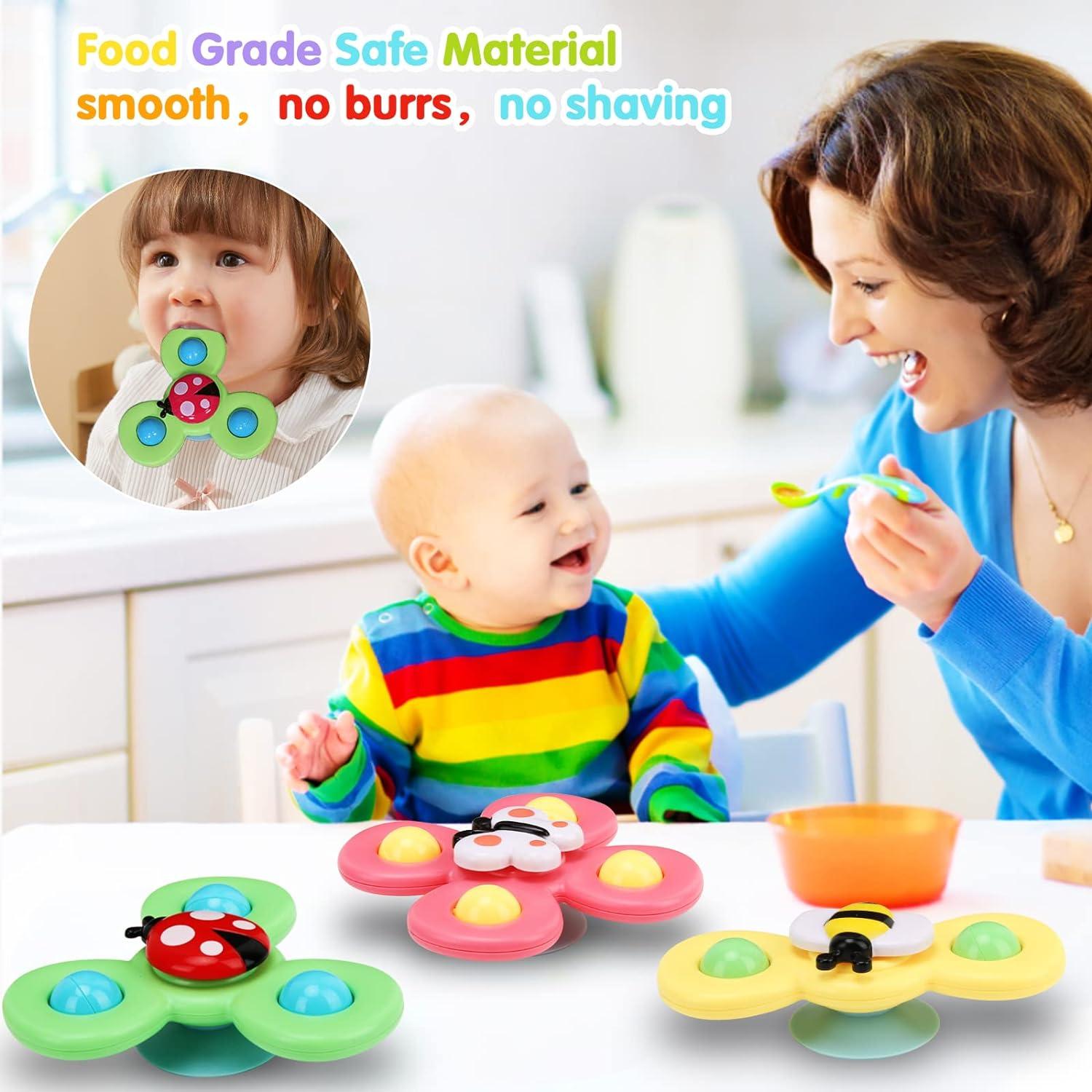 AIUOKYA 3Pcs Simple Dimple Suction Cup Spinner Toys for Kids - Silicone ...