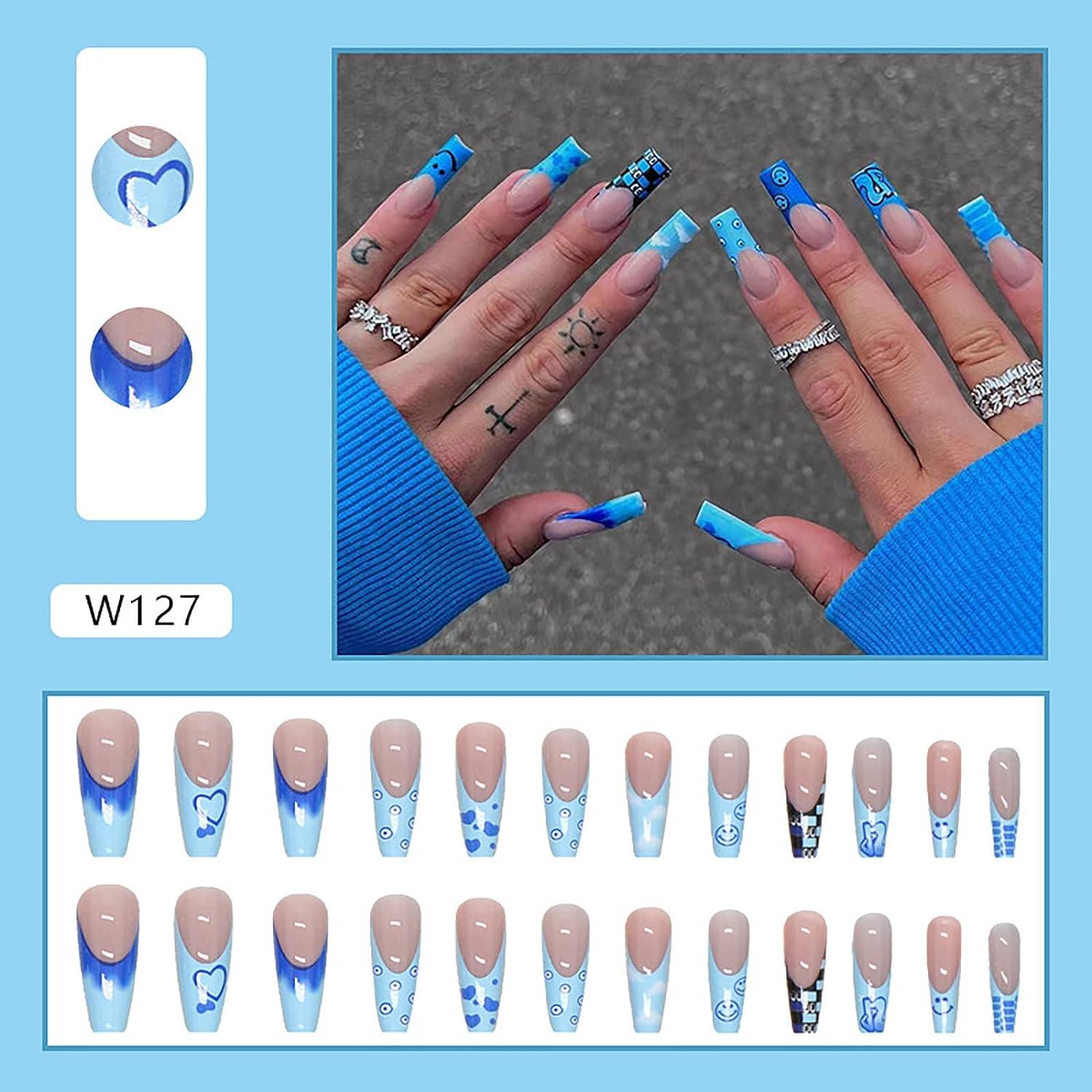 blue acrylic tips