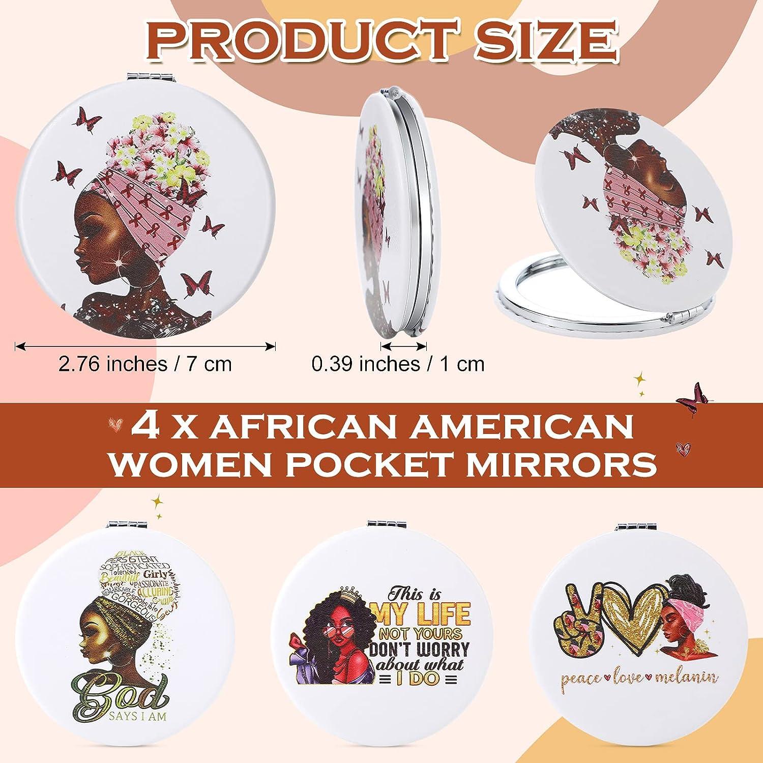 Fumete 4 Pcs African Women Compact Mirror Set - Double Sided Folding ...
