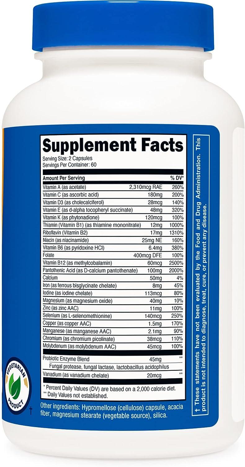 Nutricost Multivitamin with Probiotics 120 Vegetarian Capsules ...