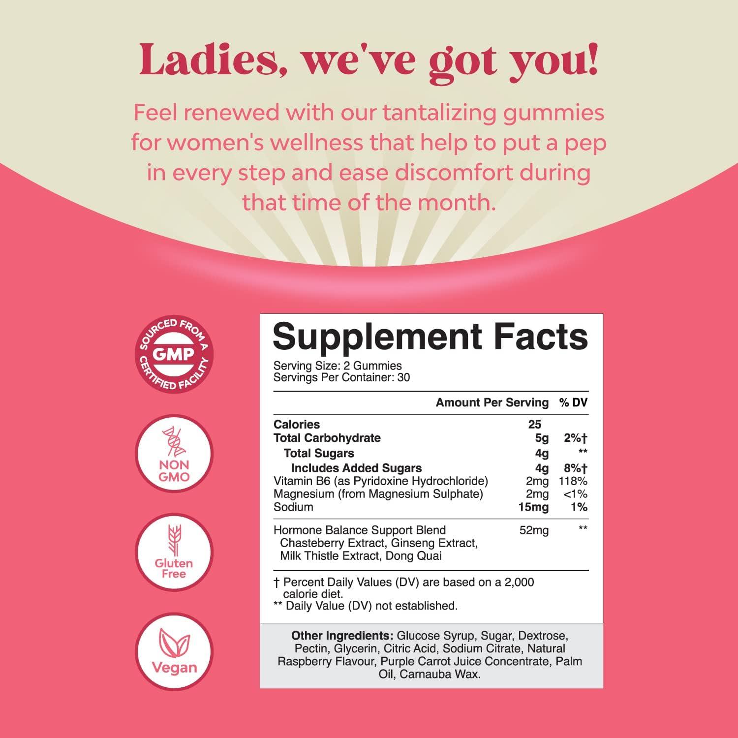 Hormone Balance & Menopause Relief Gummies for Women - PMS & Cycle ...