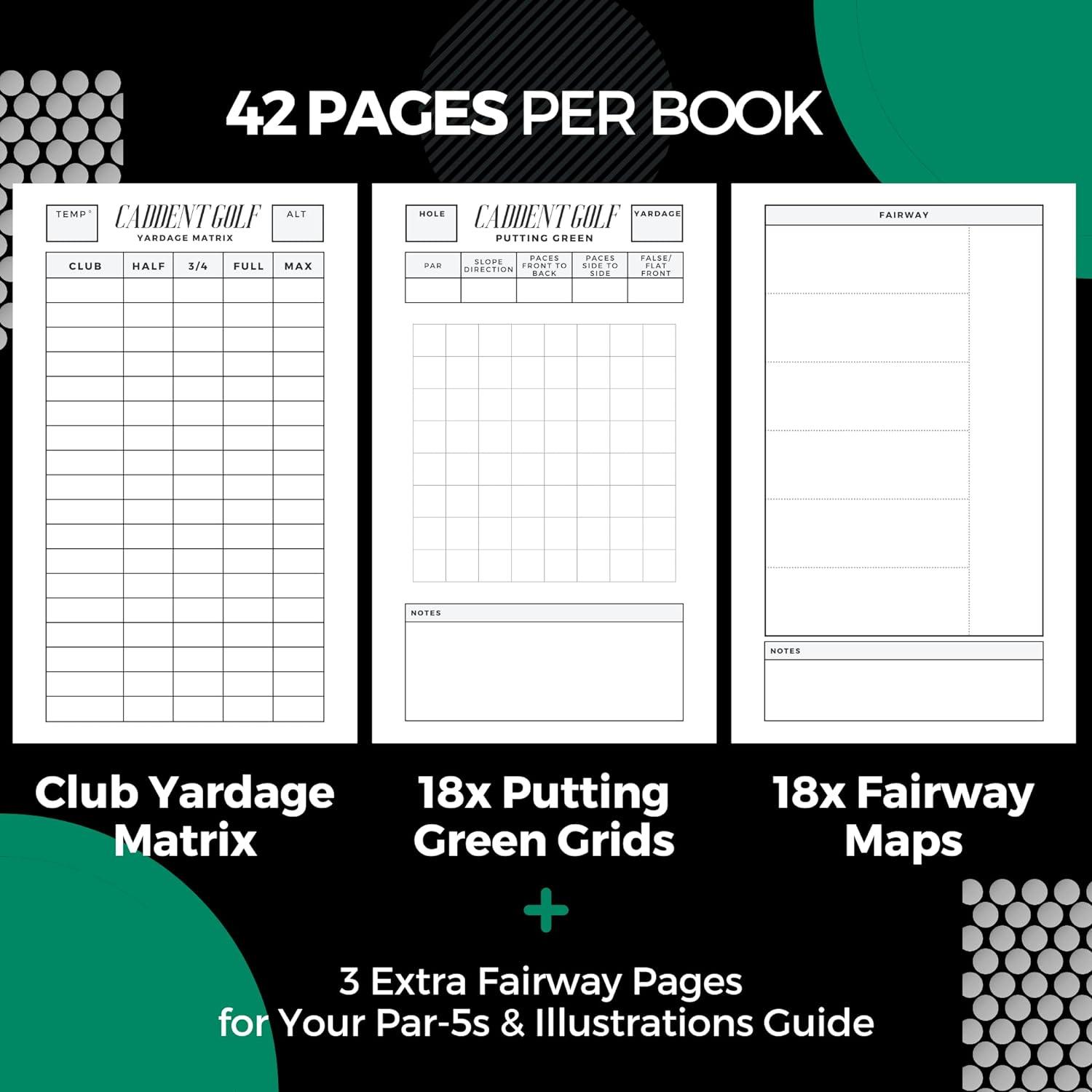 CADDENT GOLF Yardage Book - Golf Journal & Log Book with Club Chart ...
