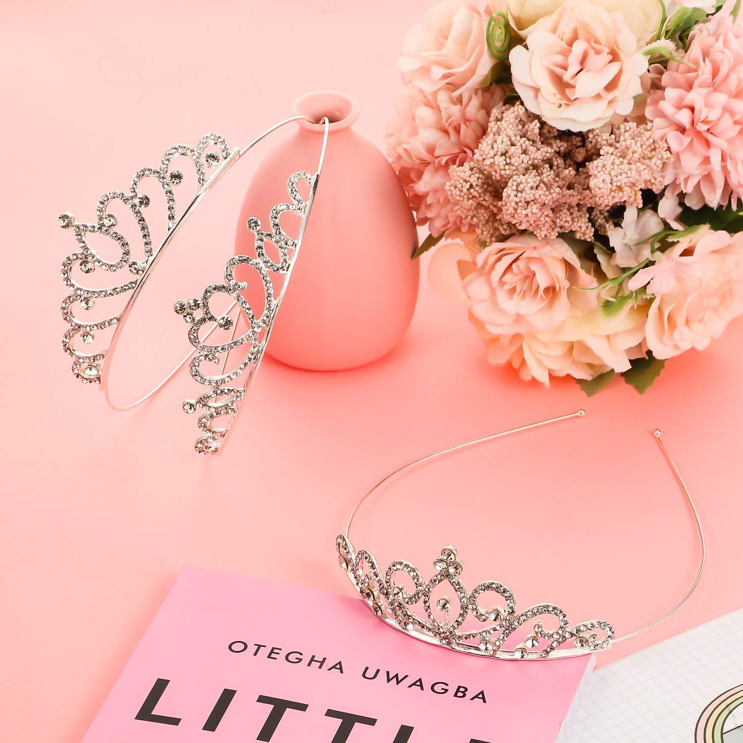 Girls Crystal Tiara Set - Heart Rhinestone Crown Headband for Wedding ...