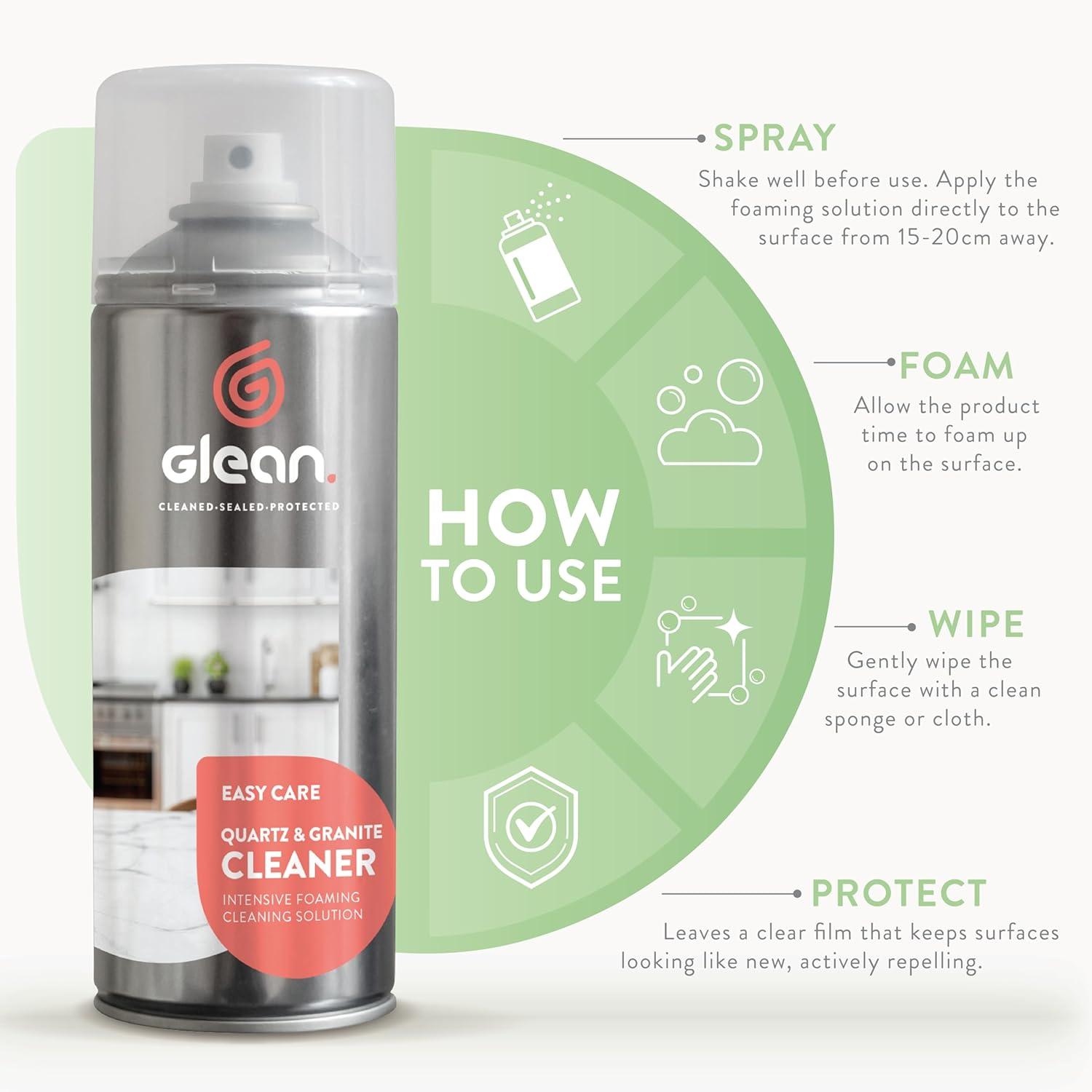 GLEAN Foaming Quartz & Granite Cleaner 400ml | Non Abrasive Streak-free ...