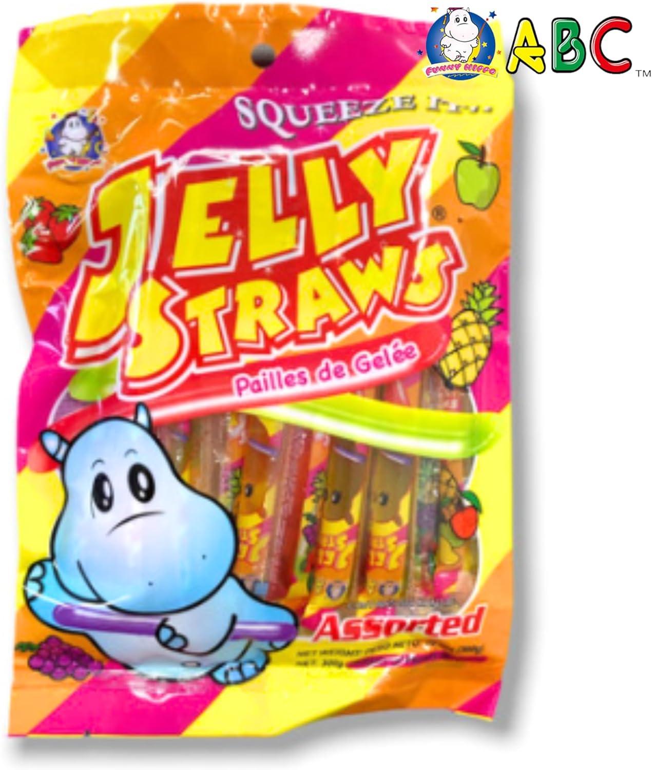 ABC Funny Hippo Jelly Straws Assorted Fruits Flavours Tiktok Sweets ...