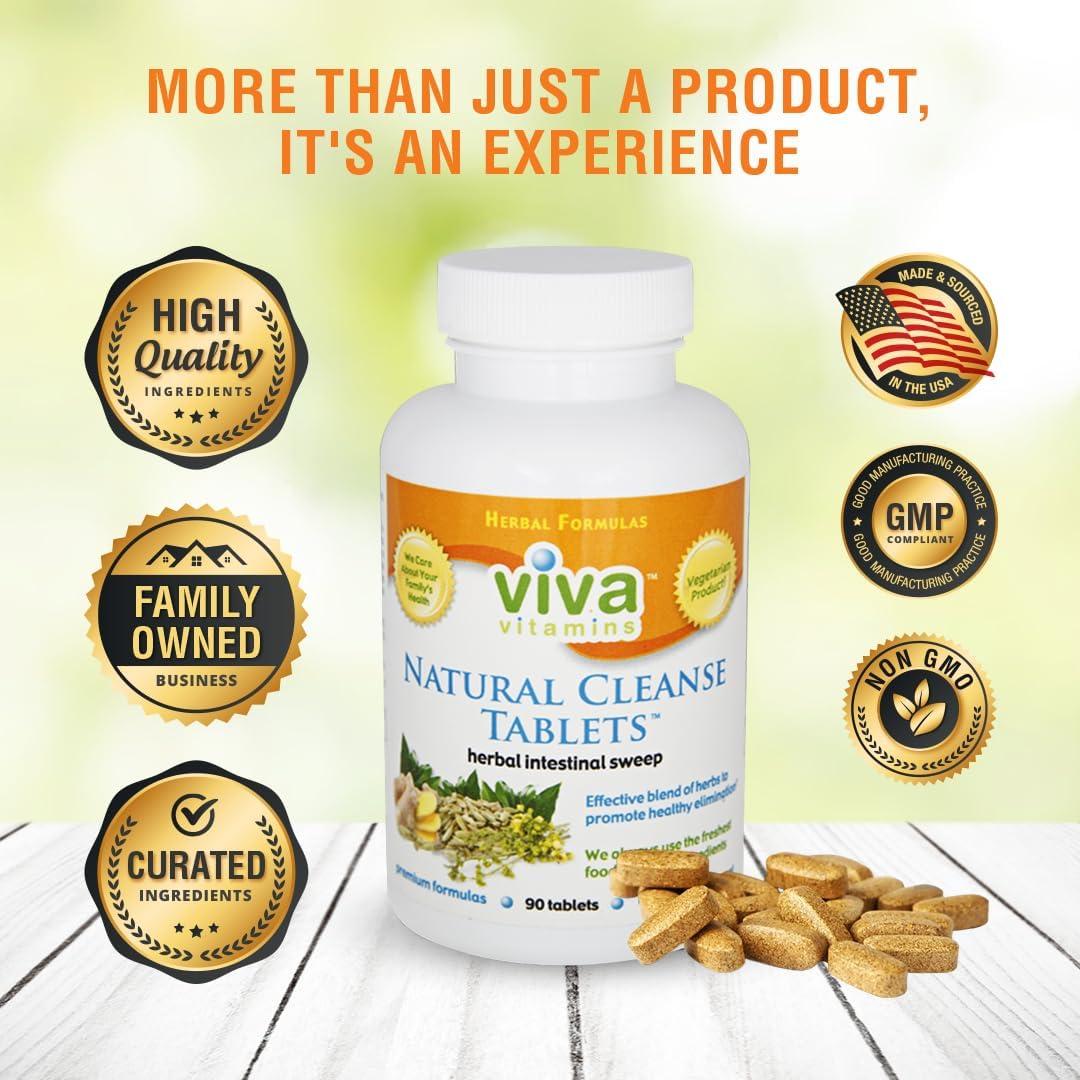 Viva Vitamins Natural Cleanse Tablets - Herbal Intestinal Sweep for ...