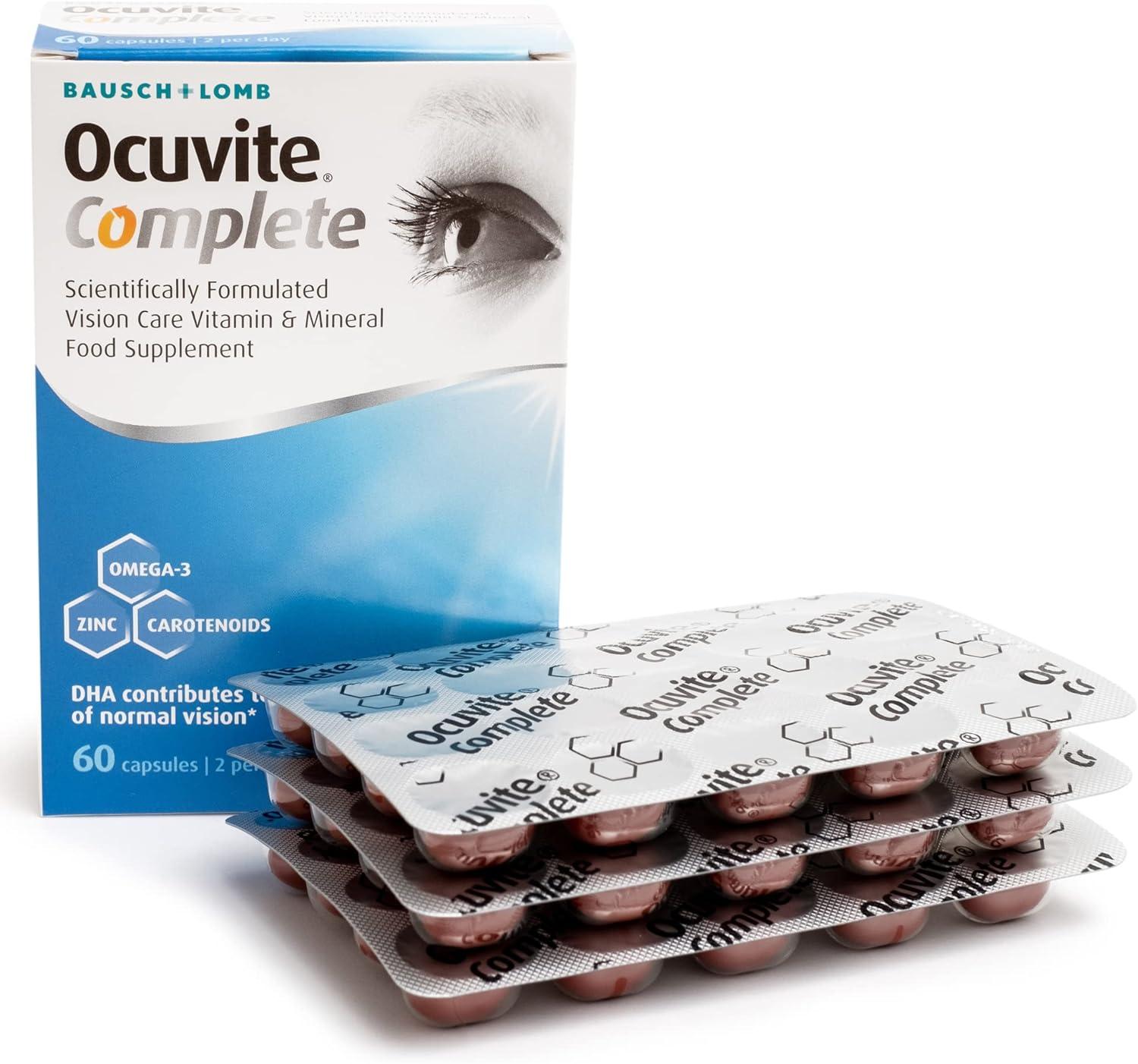 Ocuvite Complete Eye Supplement Capsules | Lutein, Zeaxanthin, DHA ...