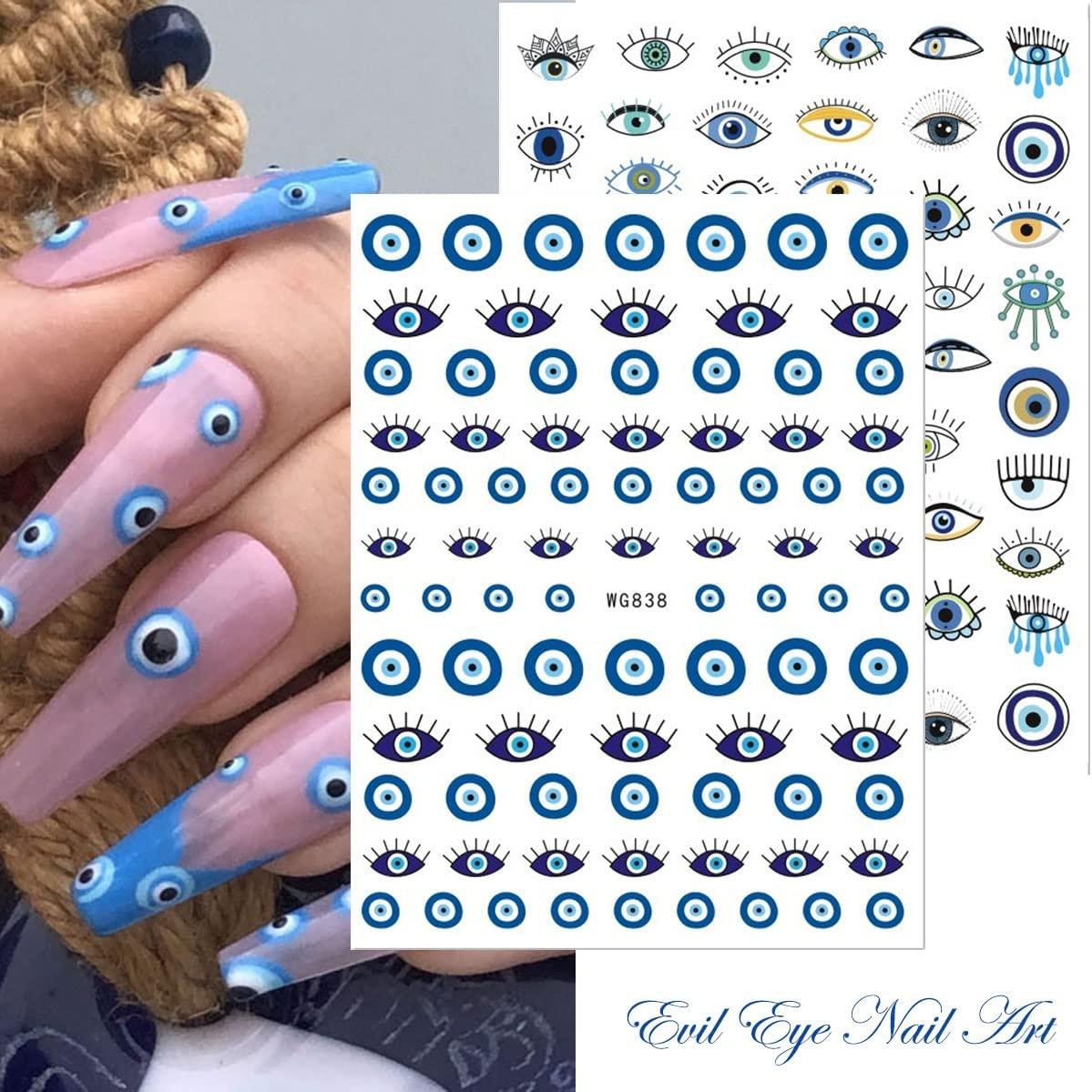 Evil Eye Nail Art Stickers Decals - 3D Self-Adhesive Nail Supplies for ...