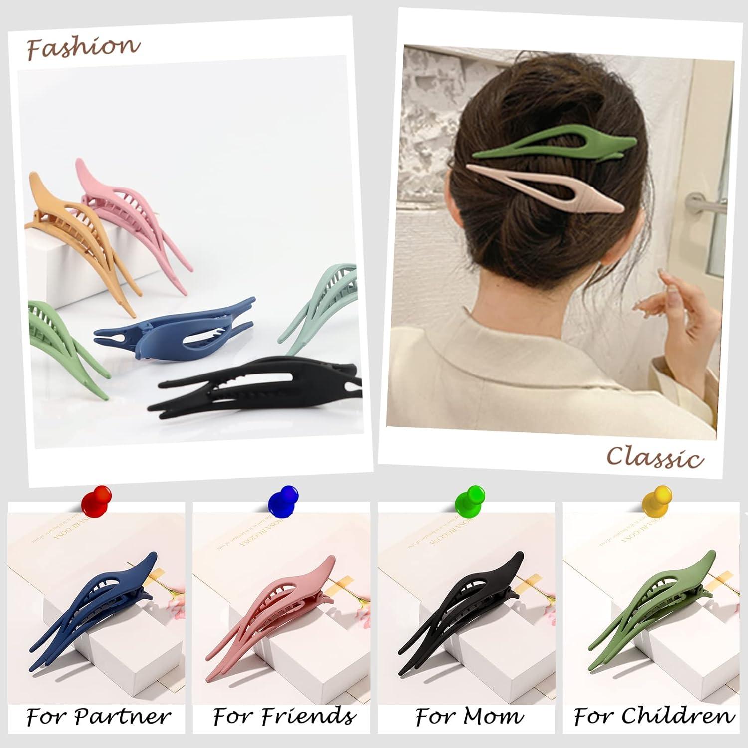 SIFLIF 4 Pack Dovetail Duckbill Hair Clips for Women - Strong Hold Jaw ...