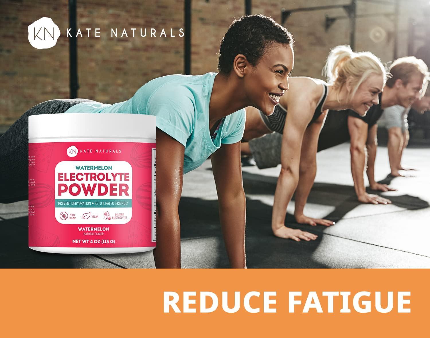 Kate Naturals Watermelon Electrolytes Powder 4oz - Instant Vegan Energy ...