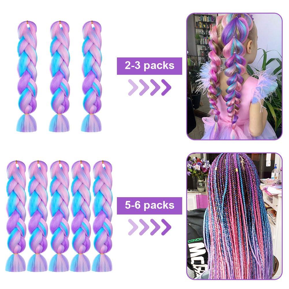 Aomig Braids Extensions | 24 Strands of Colorful Artificial Hair for ...