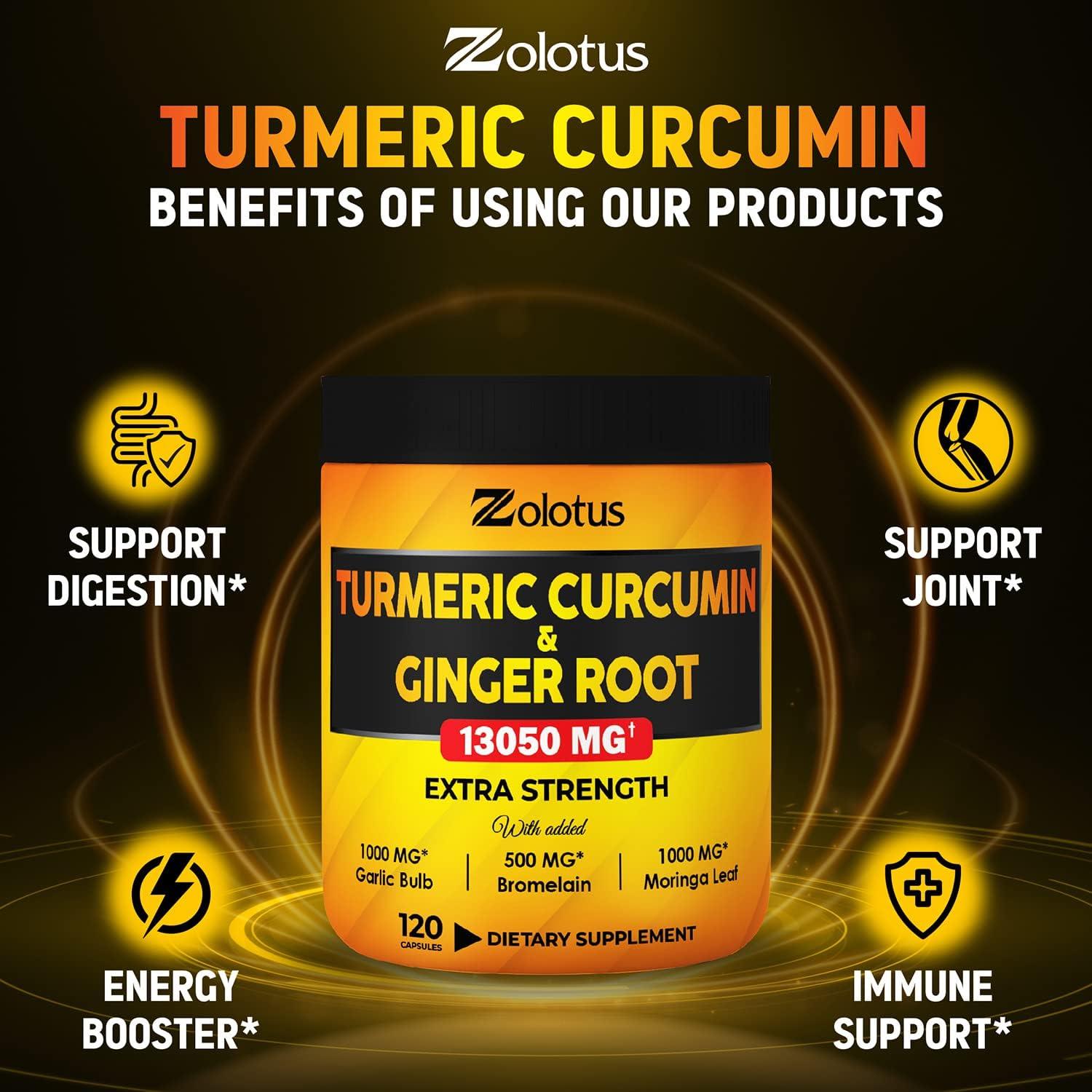 6-in-1 Turmeric Curcumin + Ginger Capsules | 95% Curcuminoids | Joint ...