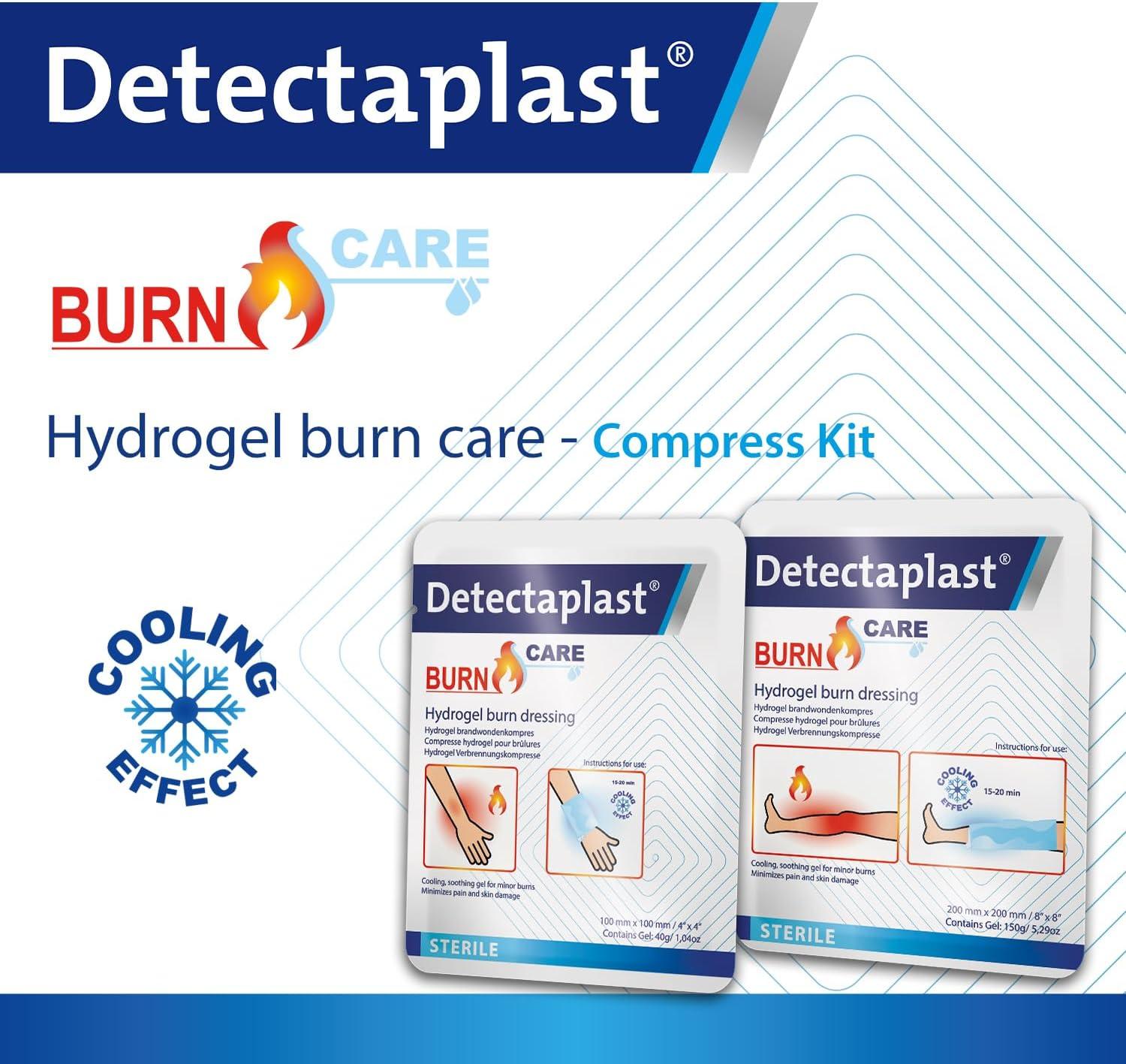 DetectaPlast Fire Wound Compress Set - Sterile Hydrogel Compresses for ...