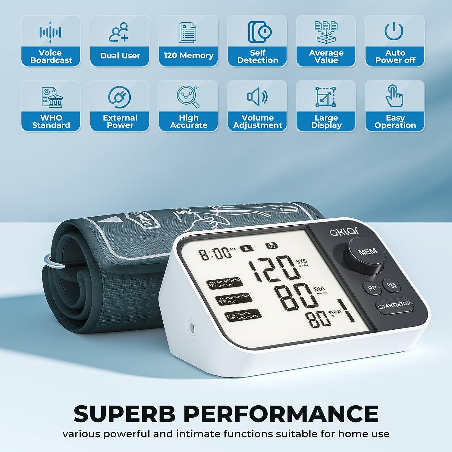 Automatic Upper Arm Blood Pressure Monitor with 240 Sets Memory and ...