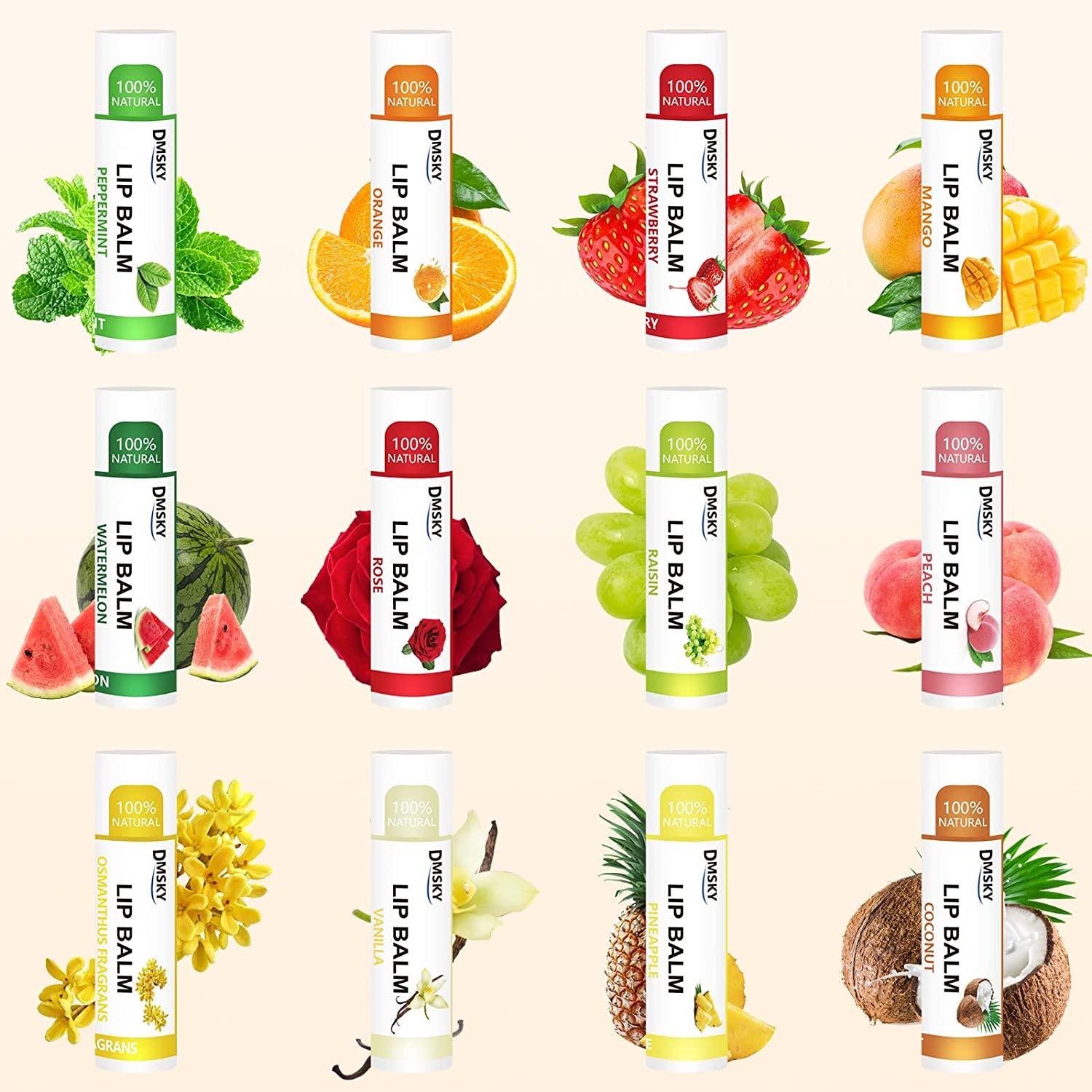 DMSKY 24-Pack Vitamin E Lip Balm with Coconut Oil - 100% Natural ...