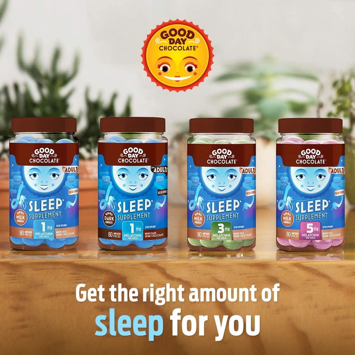 Good Day Chocolate Melatonin Sleep Aid - 1mg Natural Milk Chocolate ...