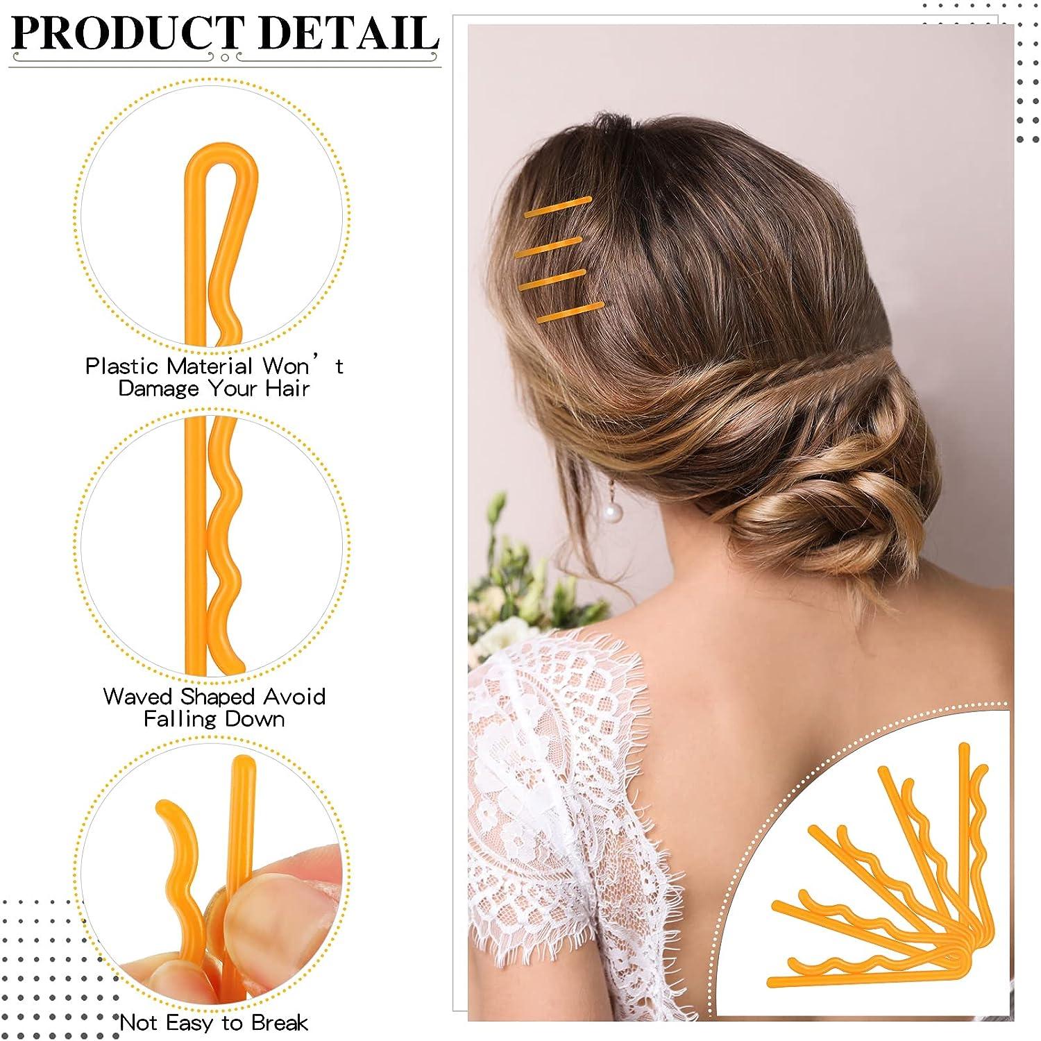 48 Metal-Free Bobby Pins with Sturdy Wave Design in Brown - Hair Grip ...