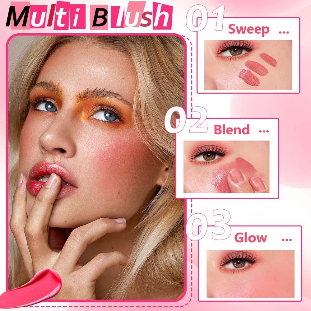 Dewy Cherry Pink Liquid Blush Makeup Stick for Cheeks - Easy to Blend ...
