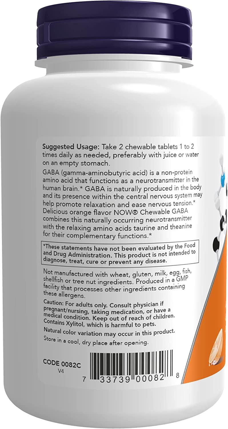 Now Foods Chewable GABA Natural Orange Flavor 90 Chewables