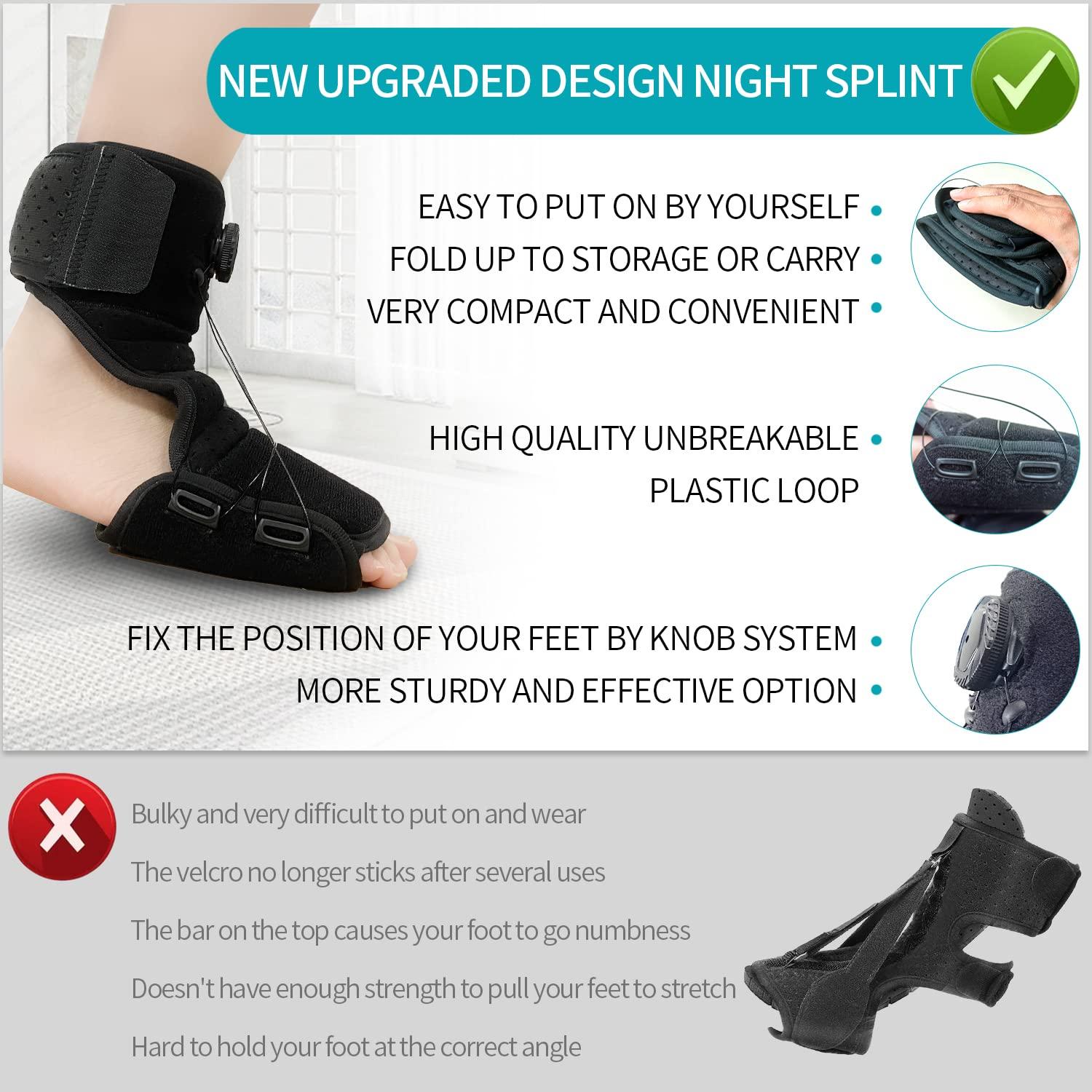 Plantar Fasciitis Night Splint with Rotating Knob System | Socks ...