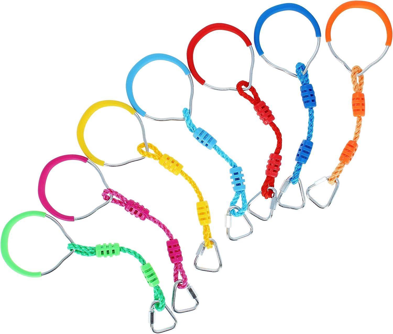 Get Out! 7pc Colorful Gymnastic Rings - Ninja Line Attachment for Swing ...